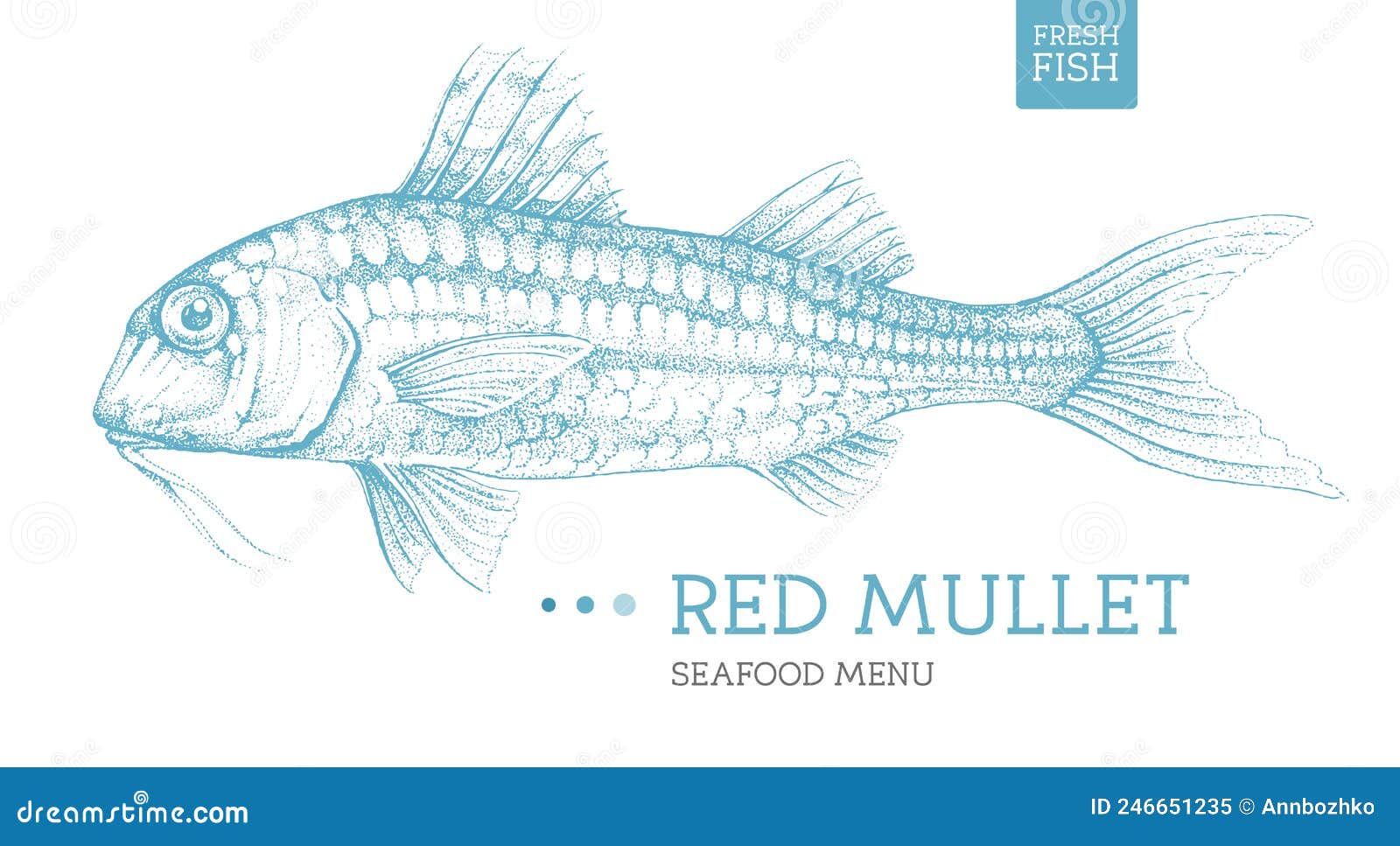 Realistic Red Mullet Fish. Seafood Menu Design Stock Vector ...