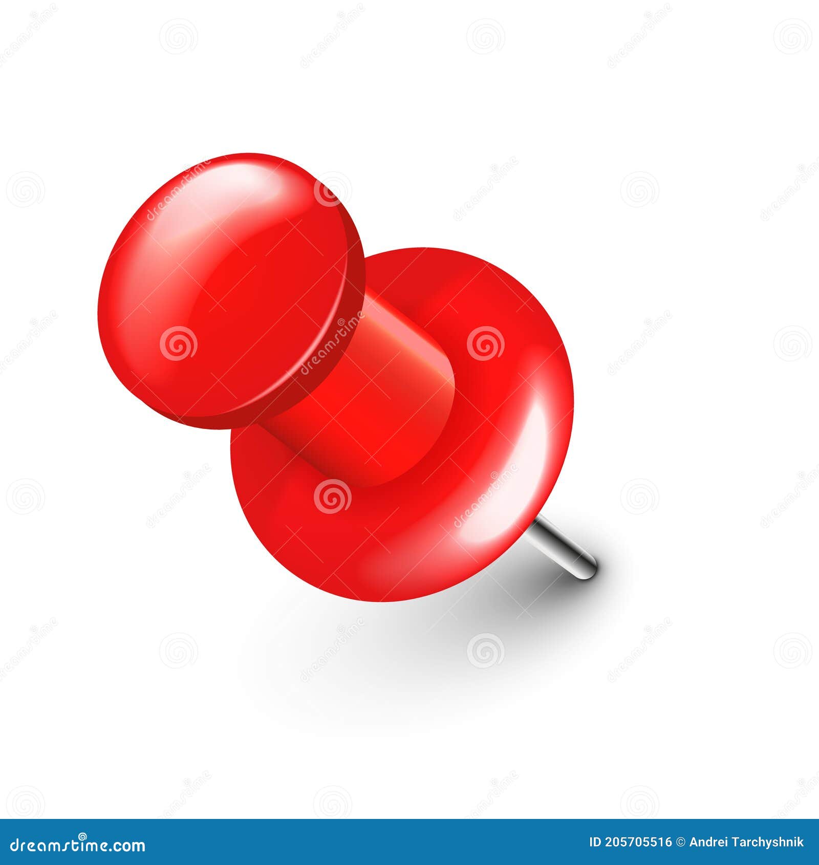 Realistic Red Push Pin. Board Tack Isolated on White Background ... Realistic Red Push Pin. Board Tack Isolated on White Background ...