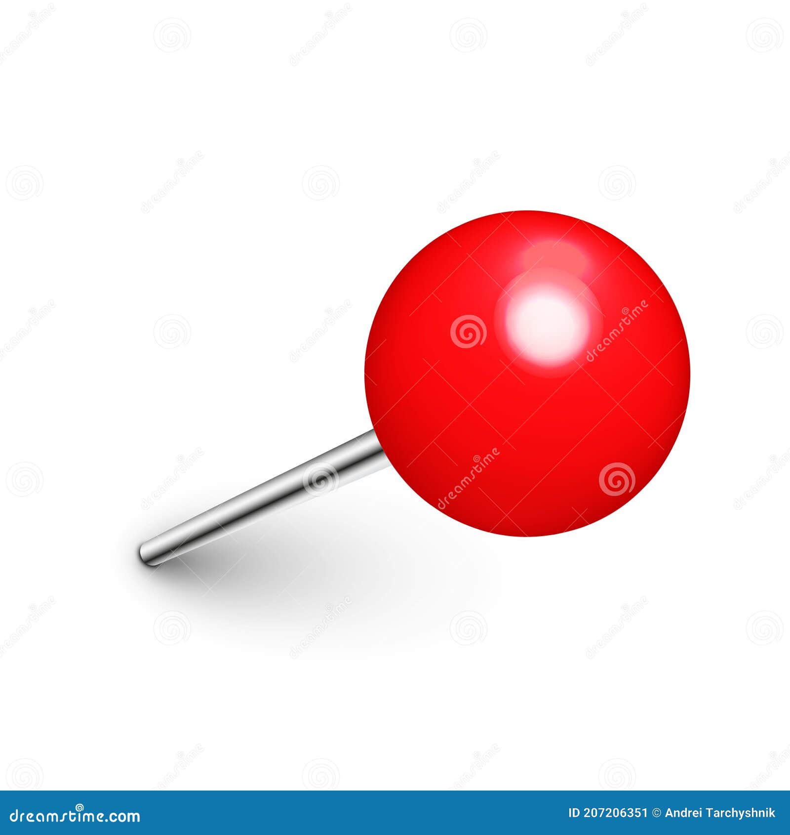 Realistic Red Push Pin. Board Tack Isolated on White Background ...