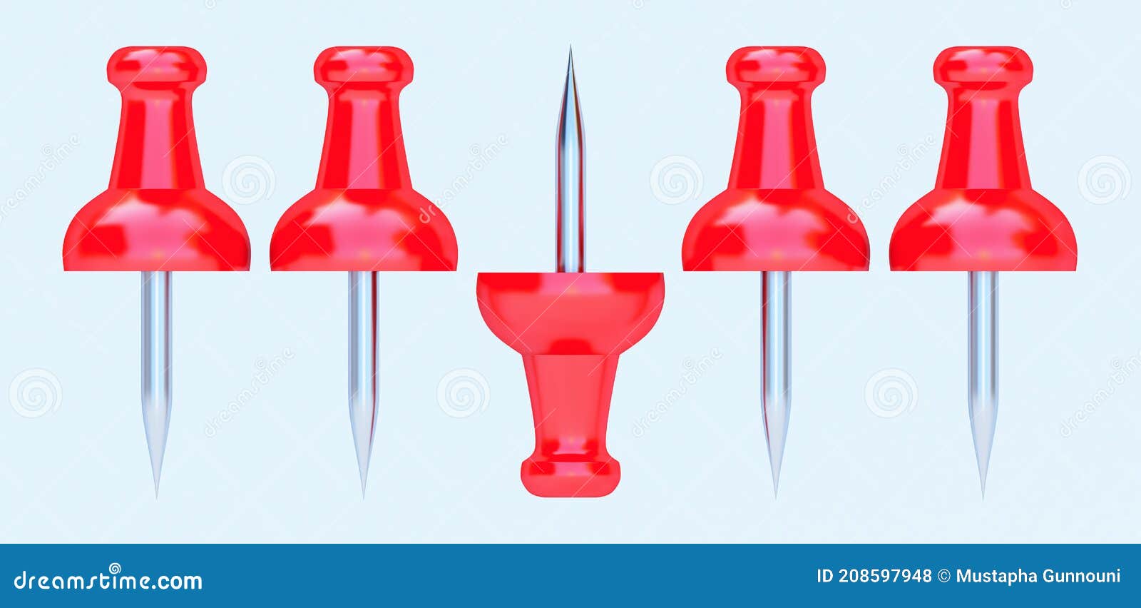 Realistic Red Push Pins. Pinned Office Thumbtack and Paper Push Pin ...