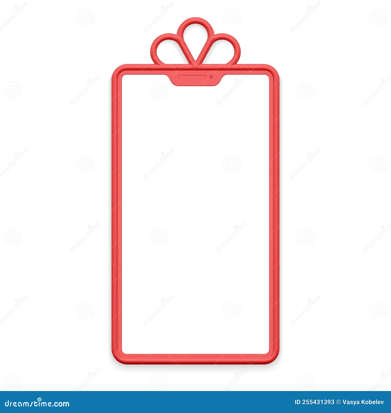 Realistic Red Rectangle Gift Box Frame Smartphone Screen Empty Copy ...