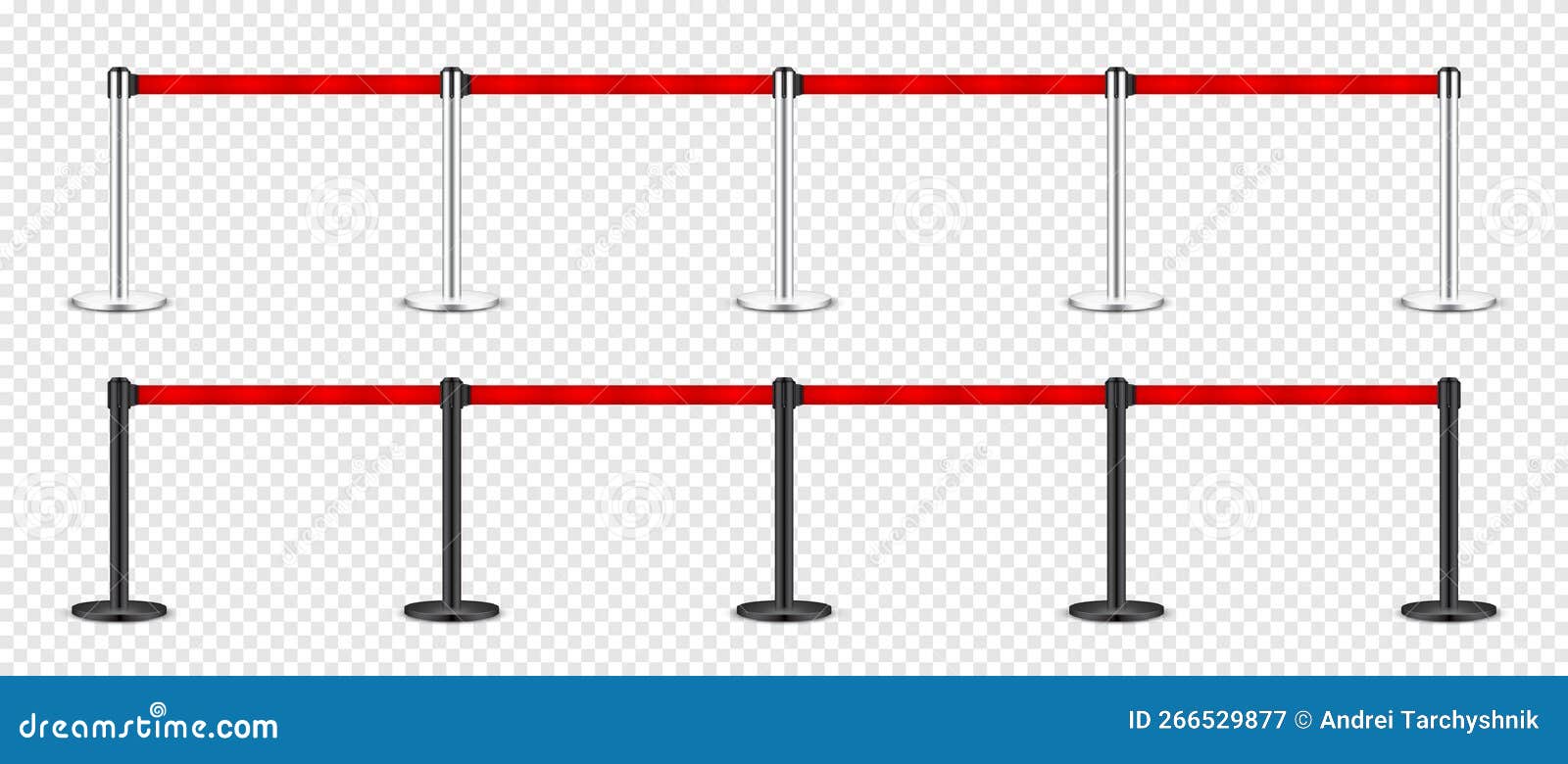 Realistic Red Retractable Belt Stanchion. Crowd Control Barrier Posts ...