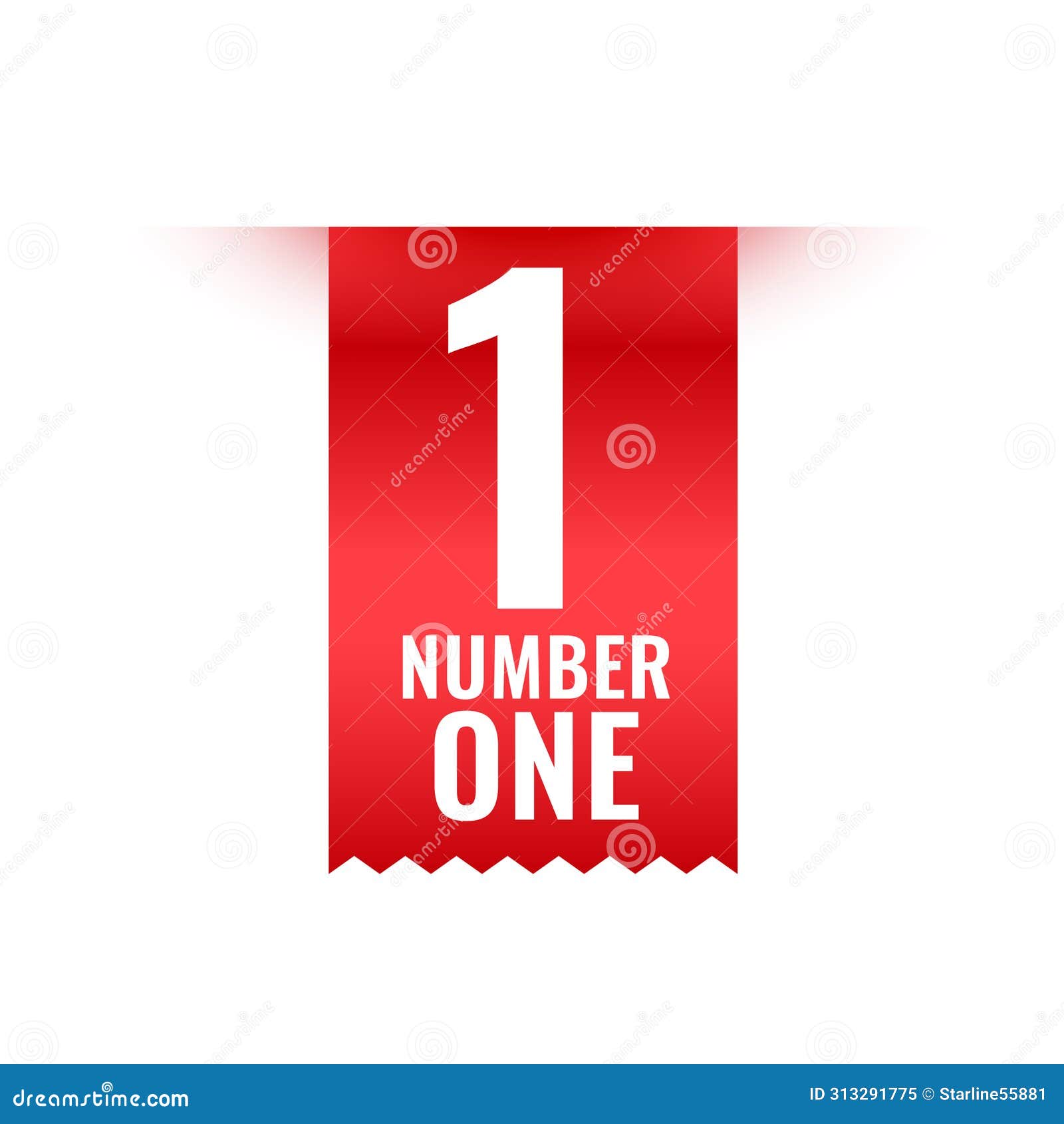Realistic Red Ribbon with Number One Label Design Stock Vector ...