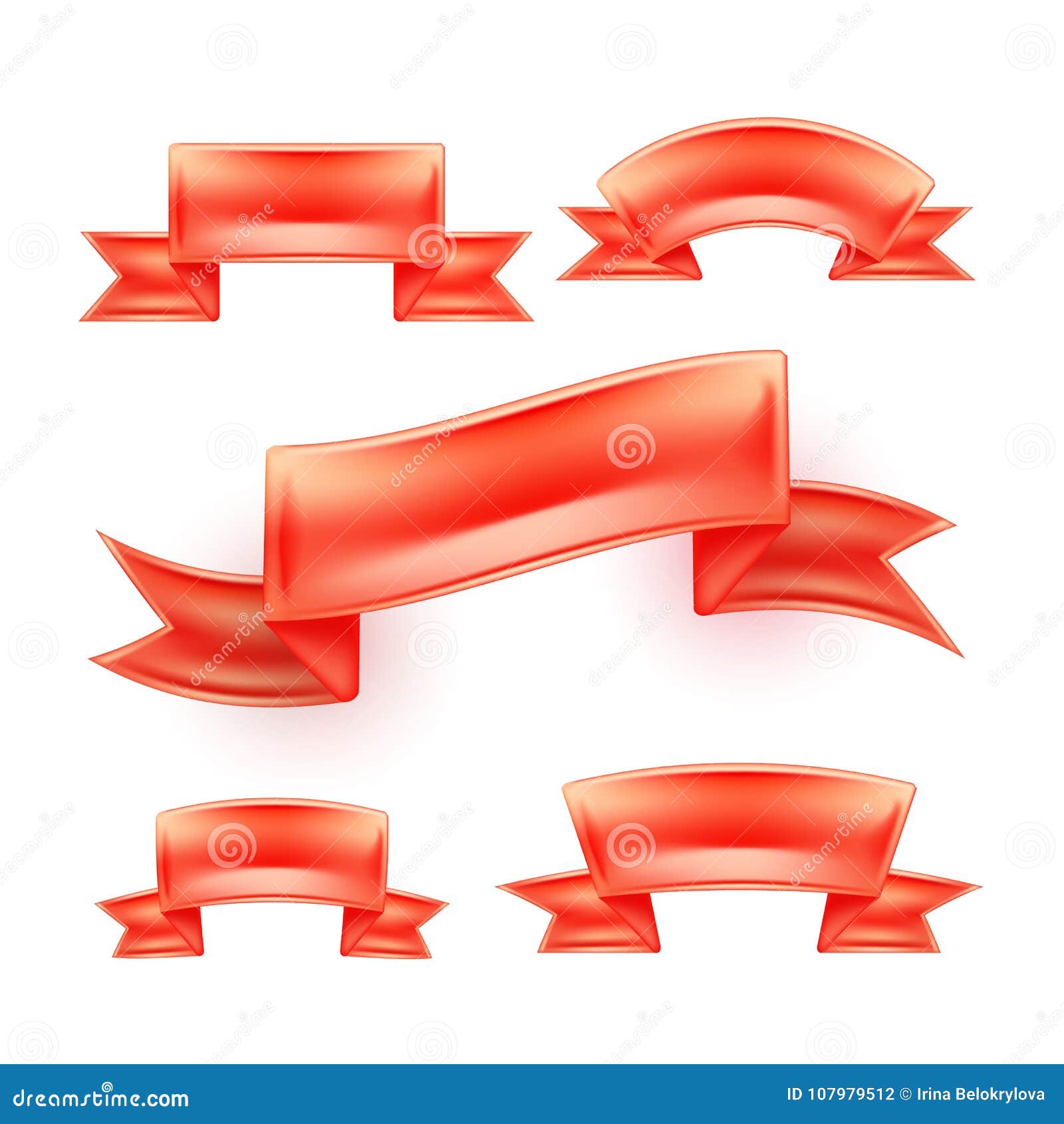 Vector Realistic Detailed Red Ribbon Scroll Set Stock Vector ...