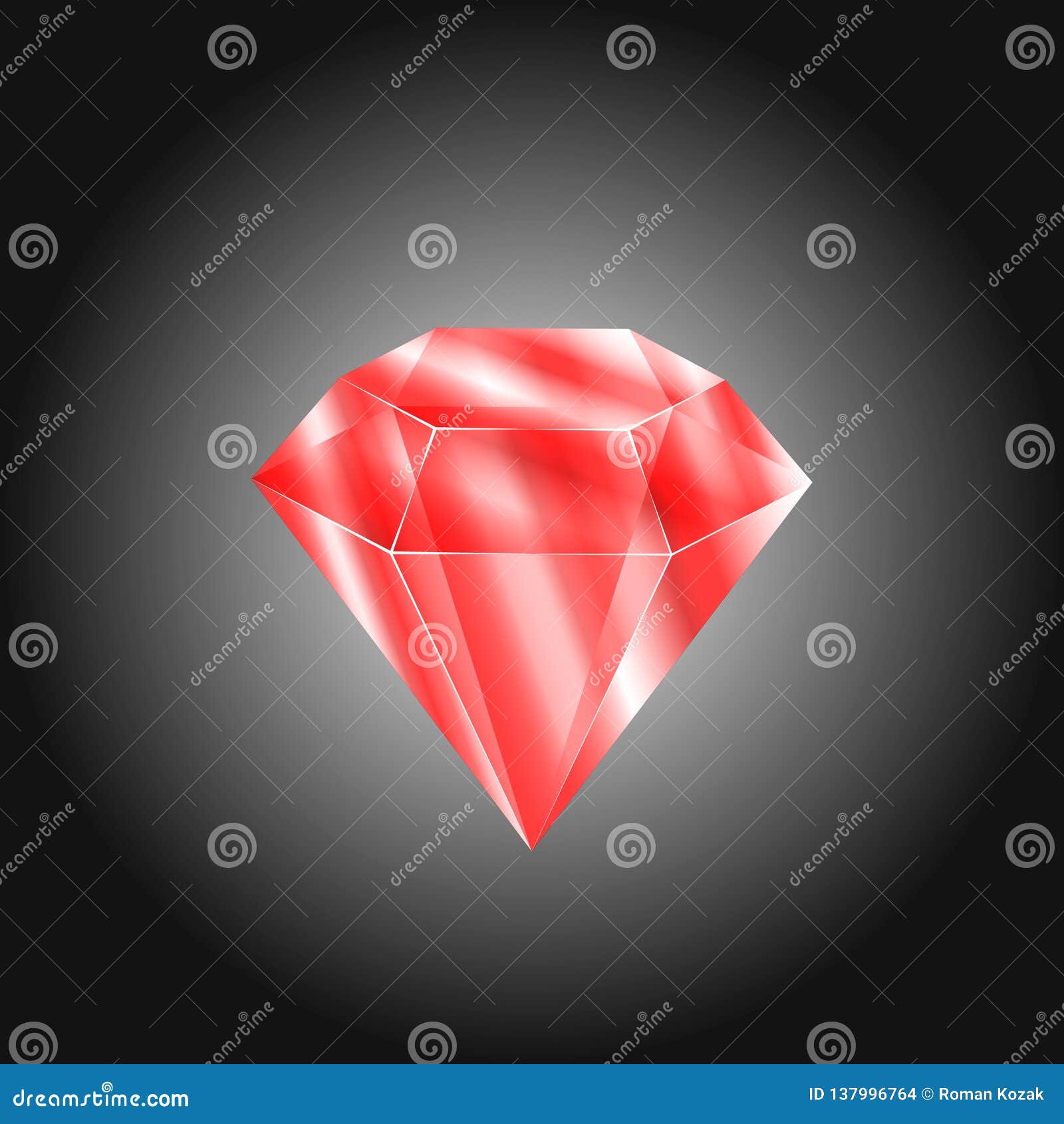 Realistic Red Round Gem Ruby. Colorful Gemstone for Using As Logo, Icon ...