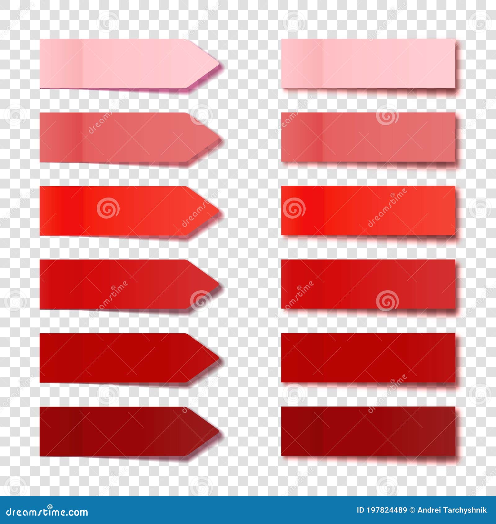Realistic Red Sticky Notes Collection. Arrow Flag Tabs. Post Note ...