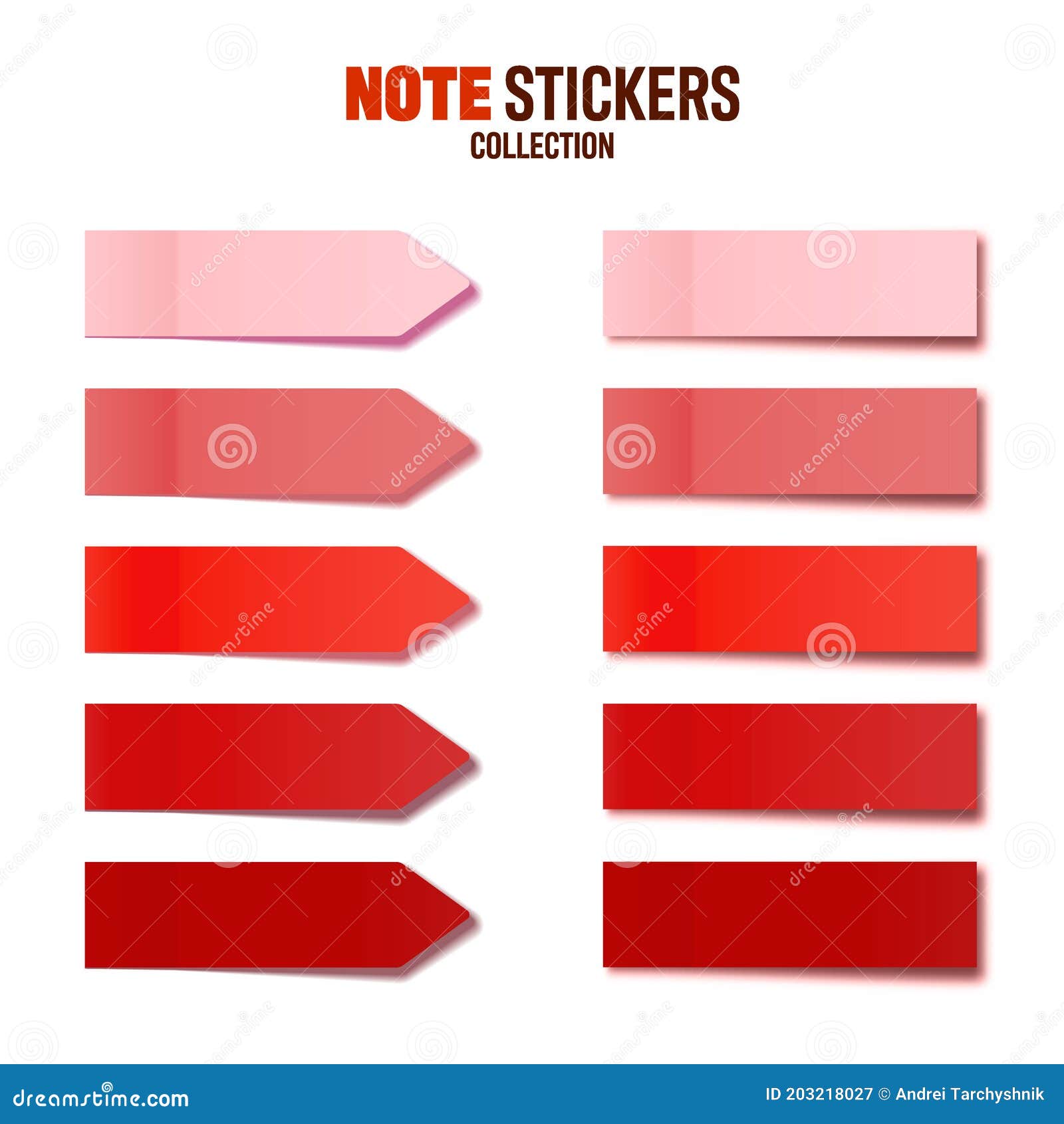 Realistic Red Sticky Notes Collection. Arrow Flag Tabs. Post Note ...
