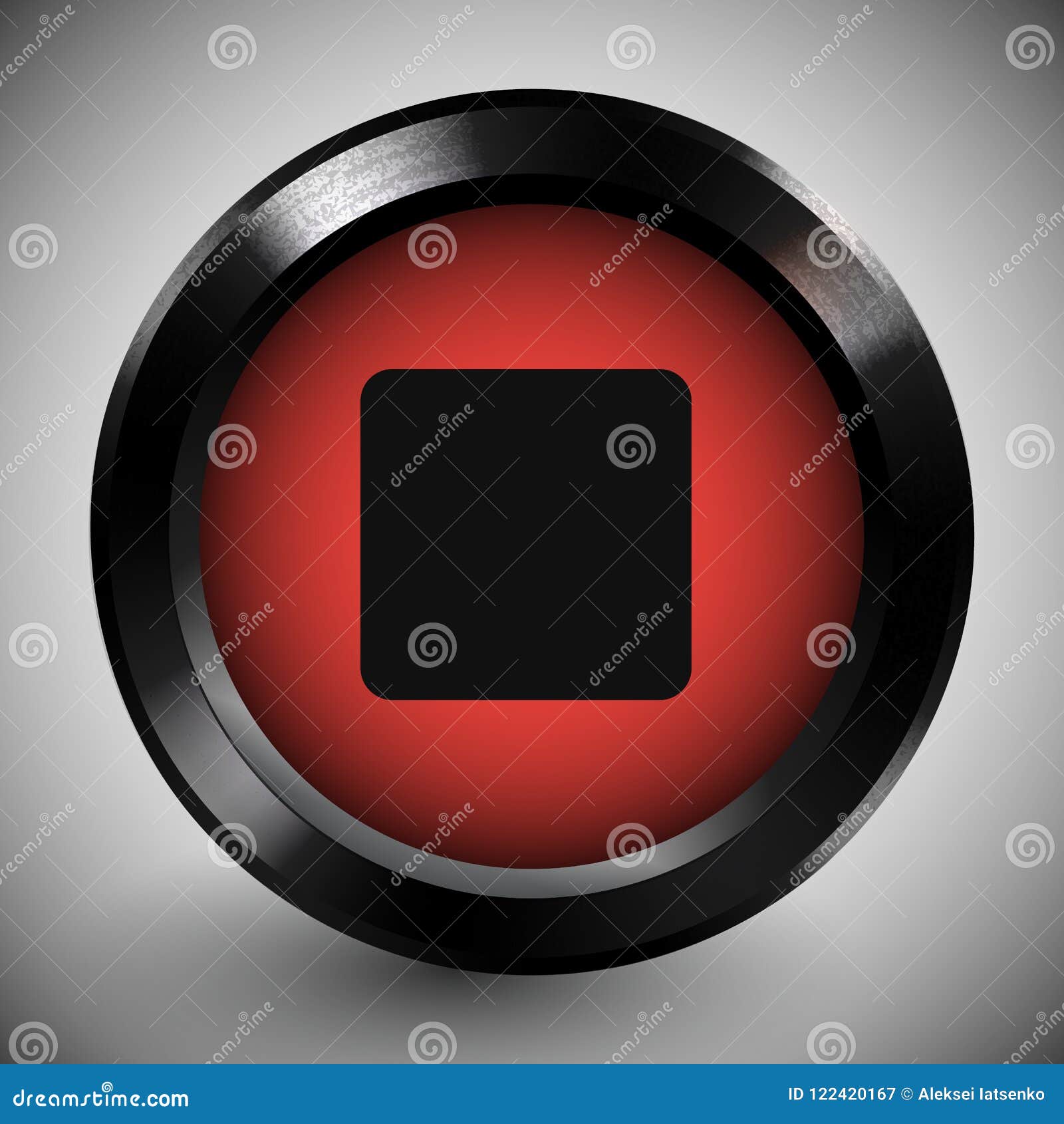 Realistic Red Stop Button Icon Dark Metal Frame Stock Vector ...
