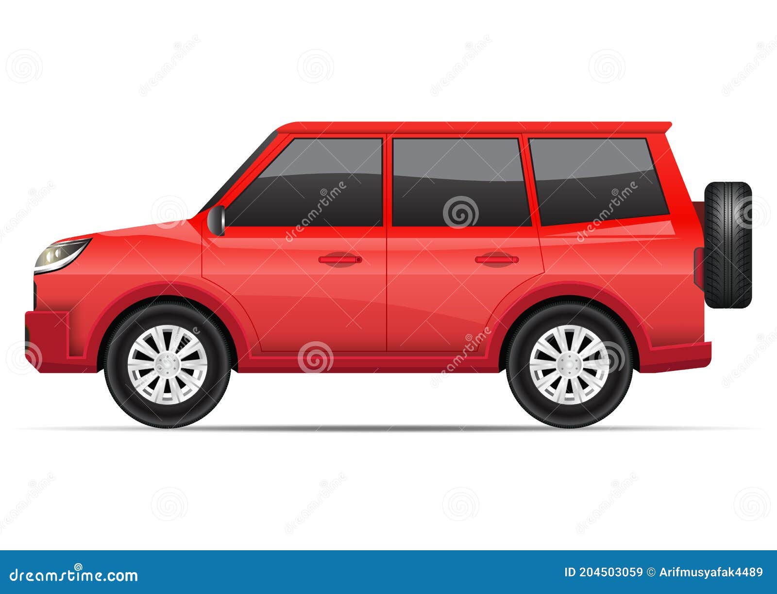 Realistic Red SUV Car Side View Stock Vector - Illustration of silver ...
