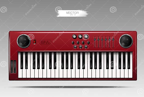 Realistic Red Synthesizer . Vector Illustration. Stock Vector ...