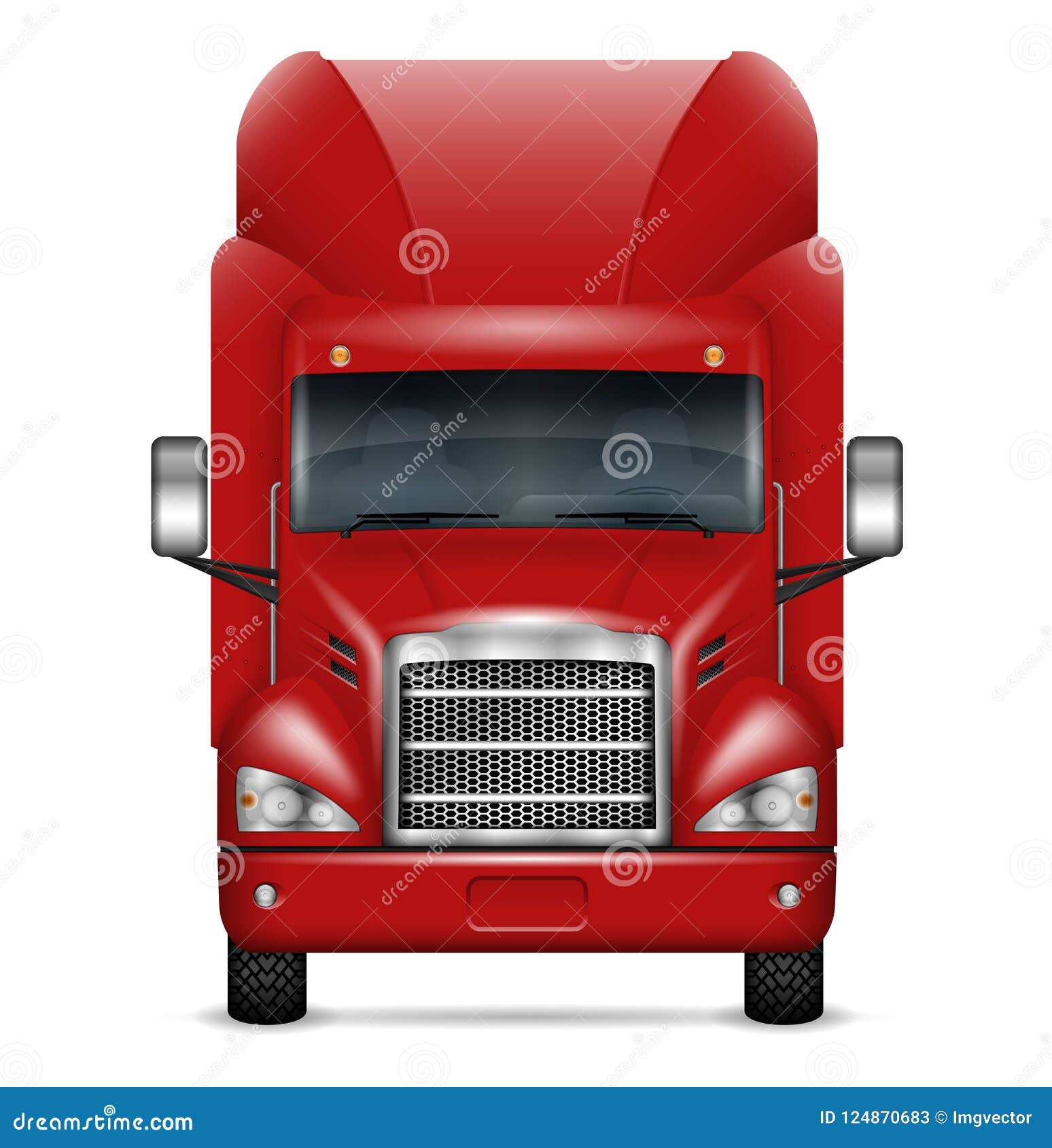 Realistic Red Truck Vector Illustration Stock Vector - Illustration of ...