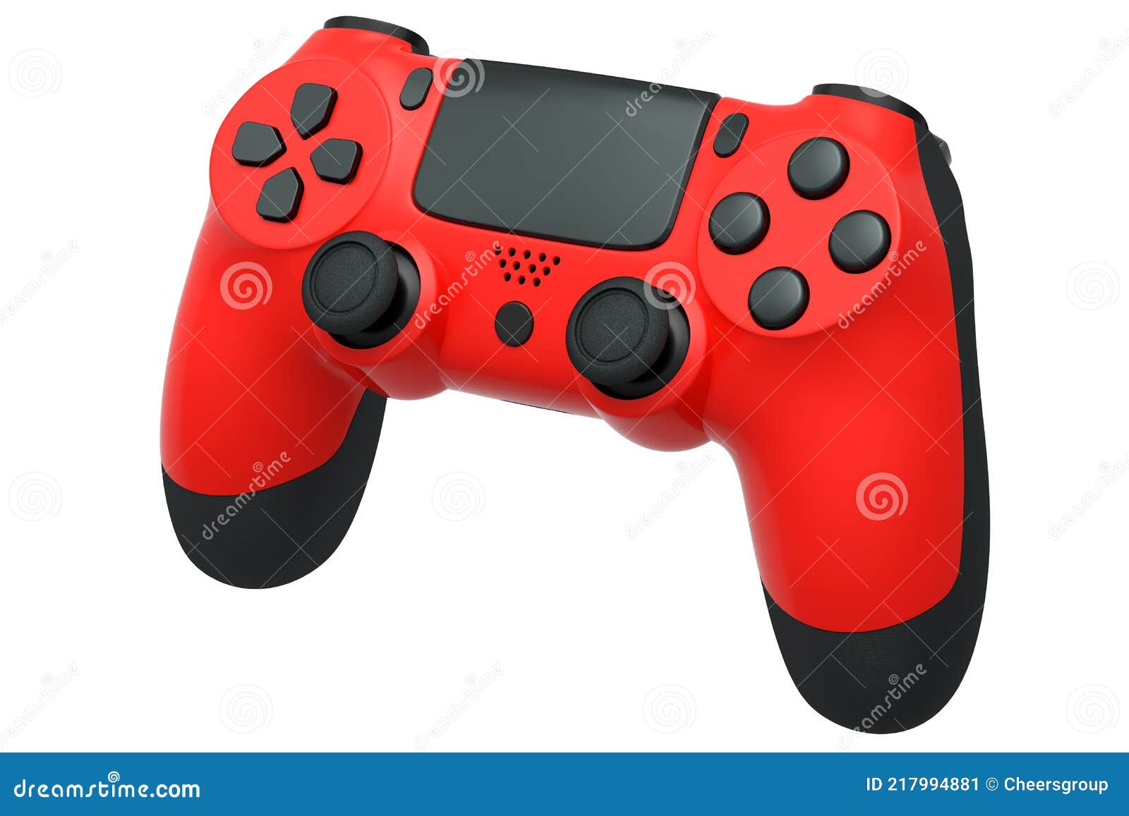 Realistic Red Video Game Controller on White Background Stock ...