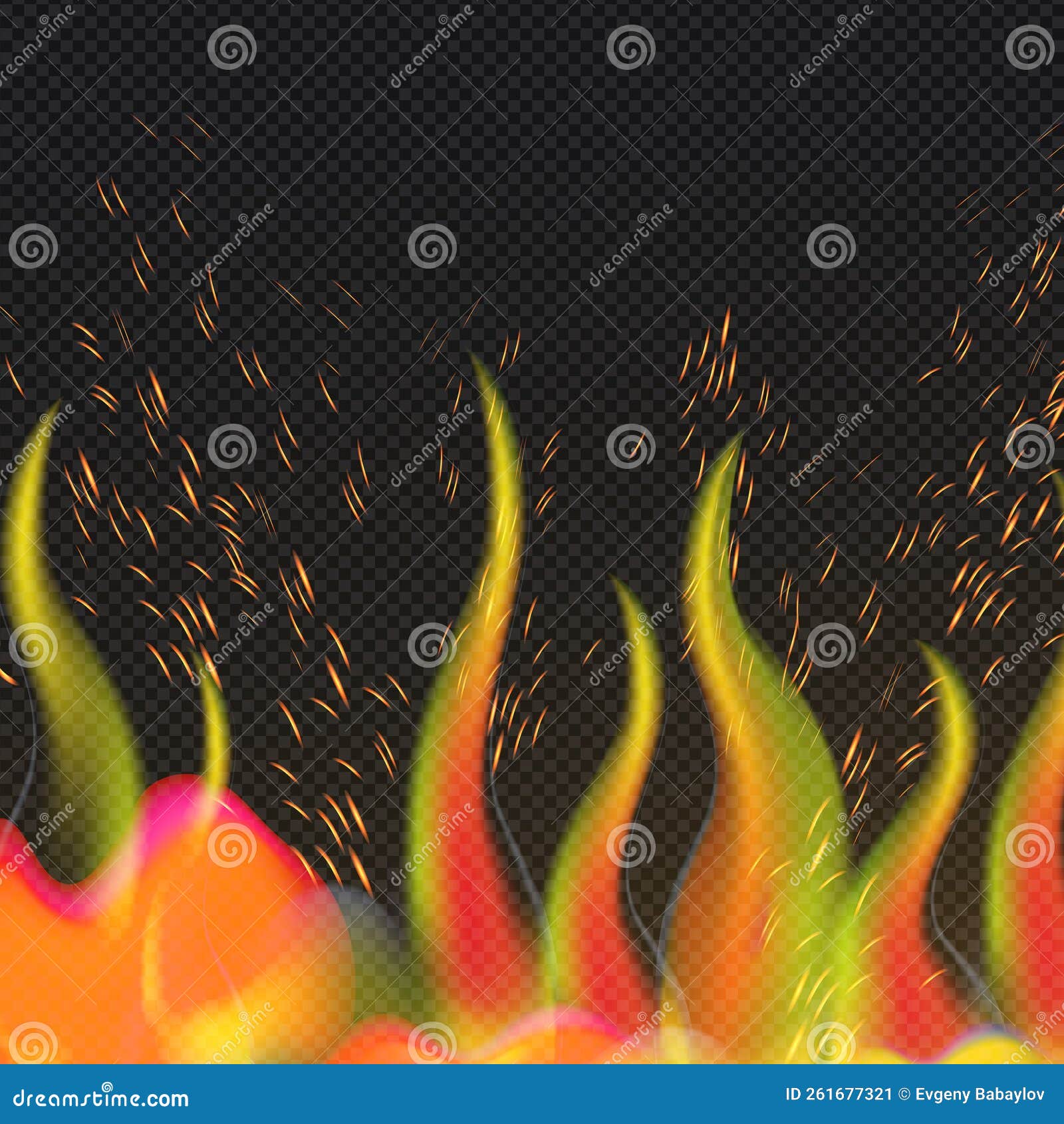 Realistic Red-yellow Fire on a Dark Background - Vector Stock Vector ...