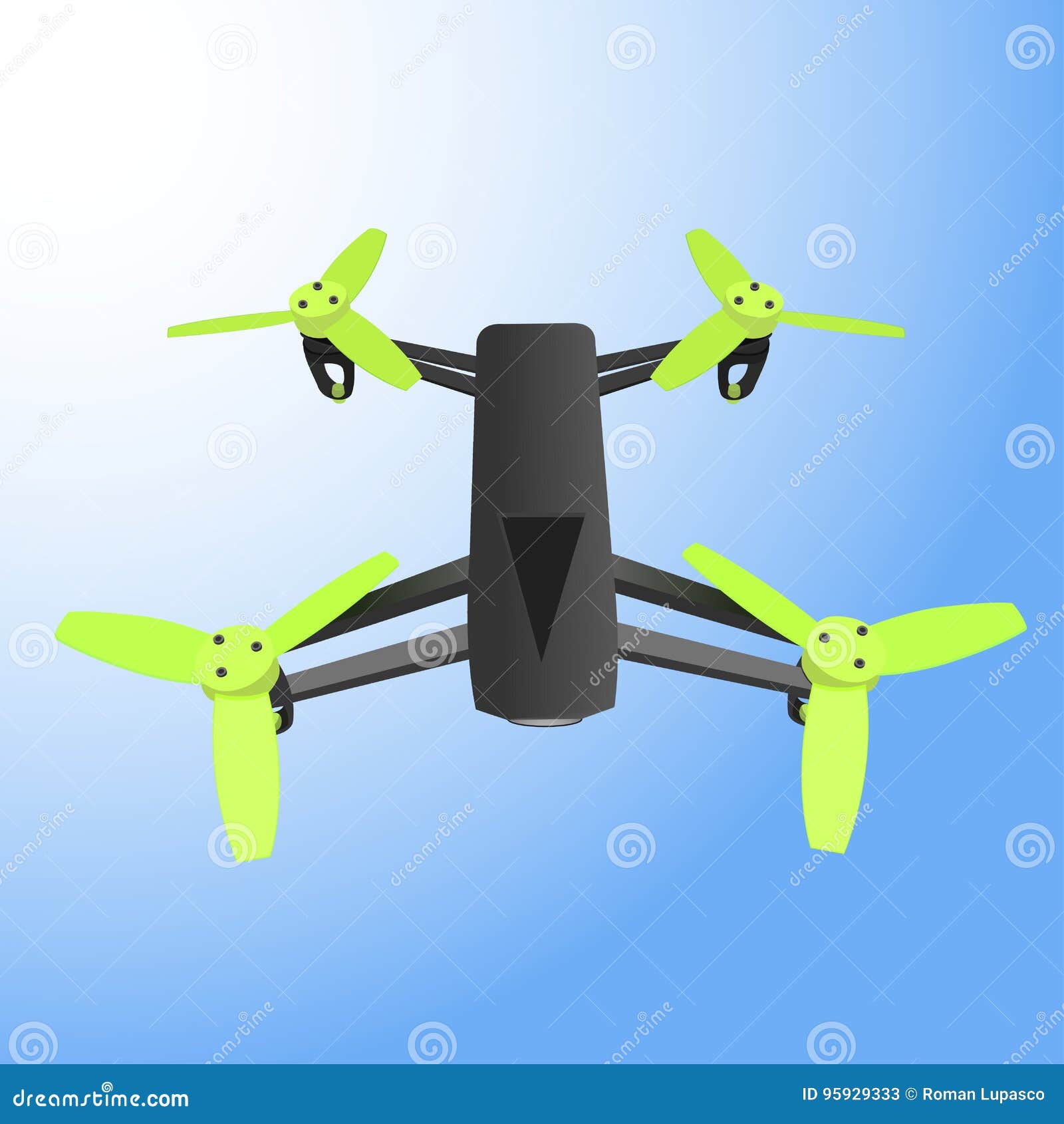 Realistic Remote Air Drone Quad-copter with Camera. Vector Illustration ...