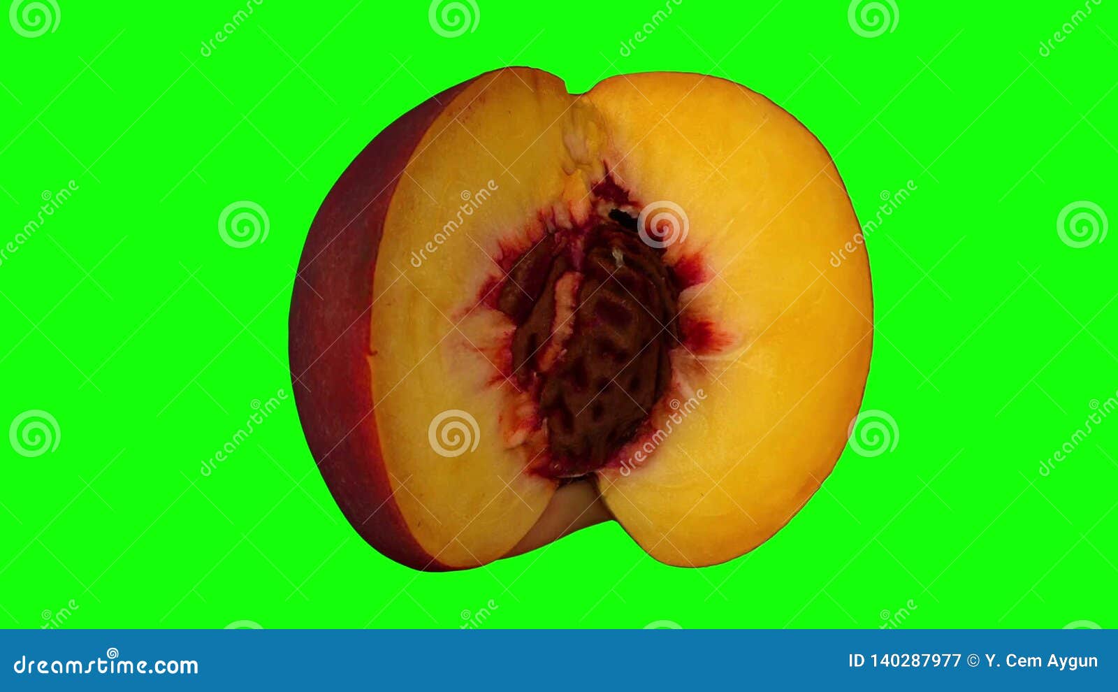 Rotating Cut Peach on Green Background 03B Looping Stock Video - Video ...