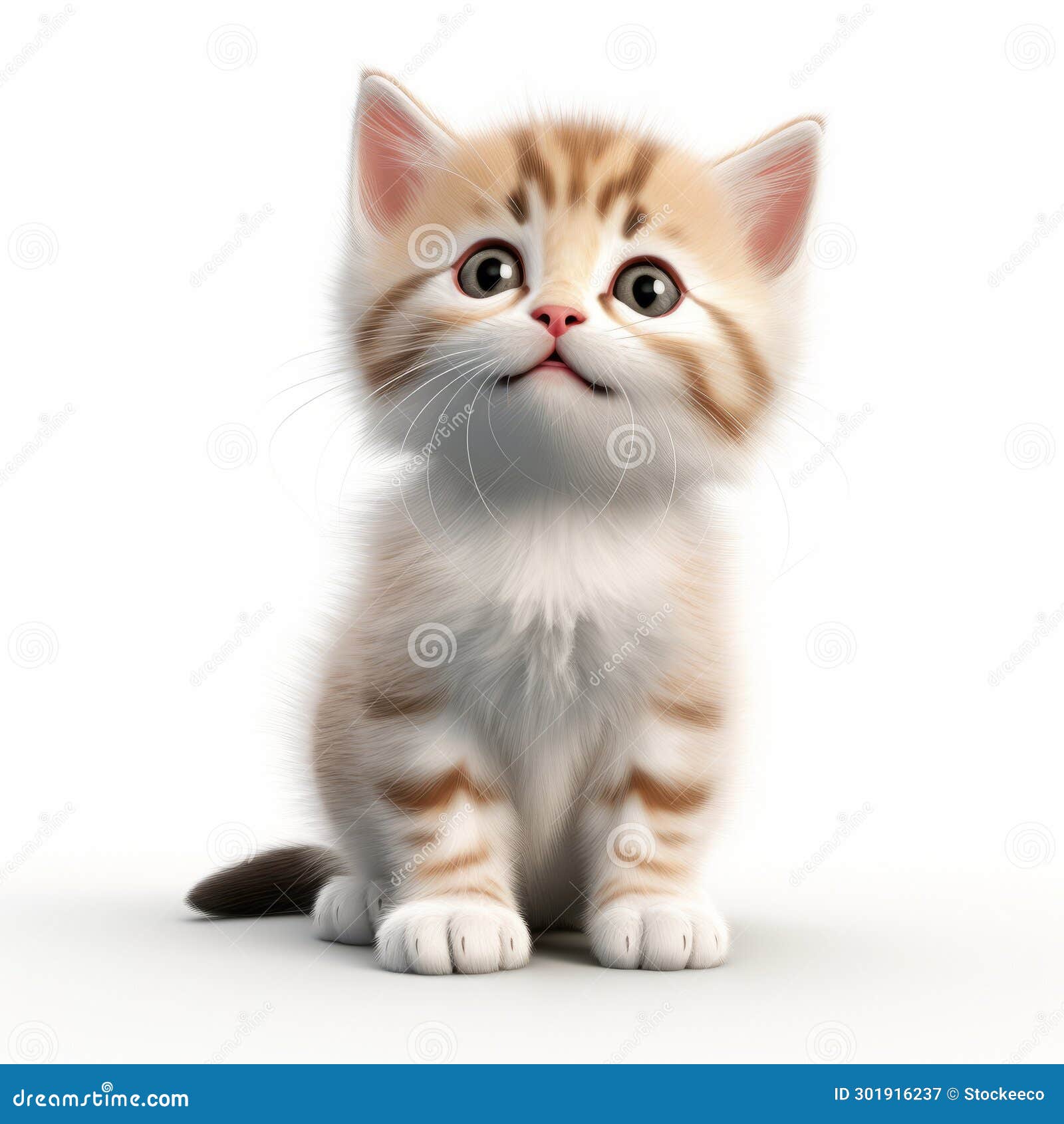 Realistic Rendered Kitten on White Background Stock Illustration ...
