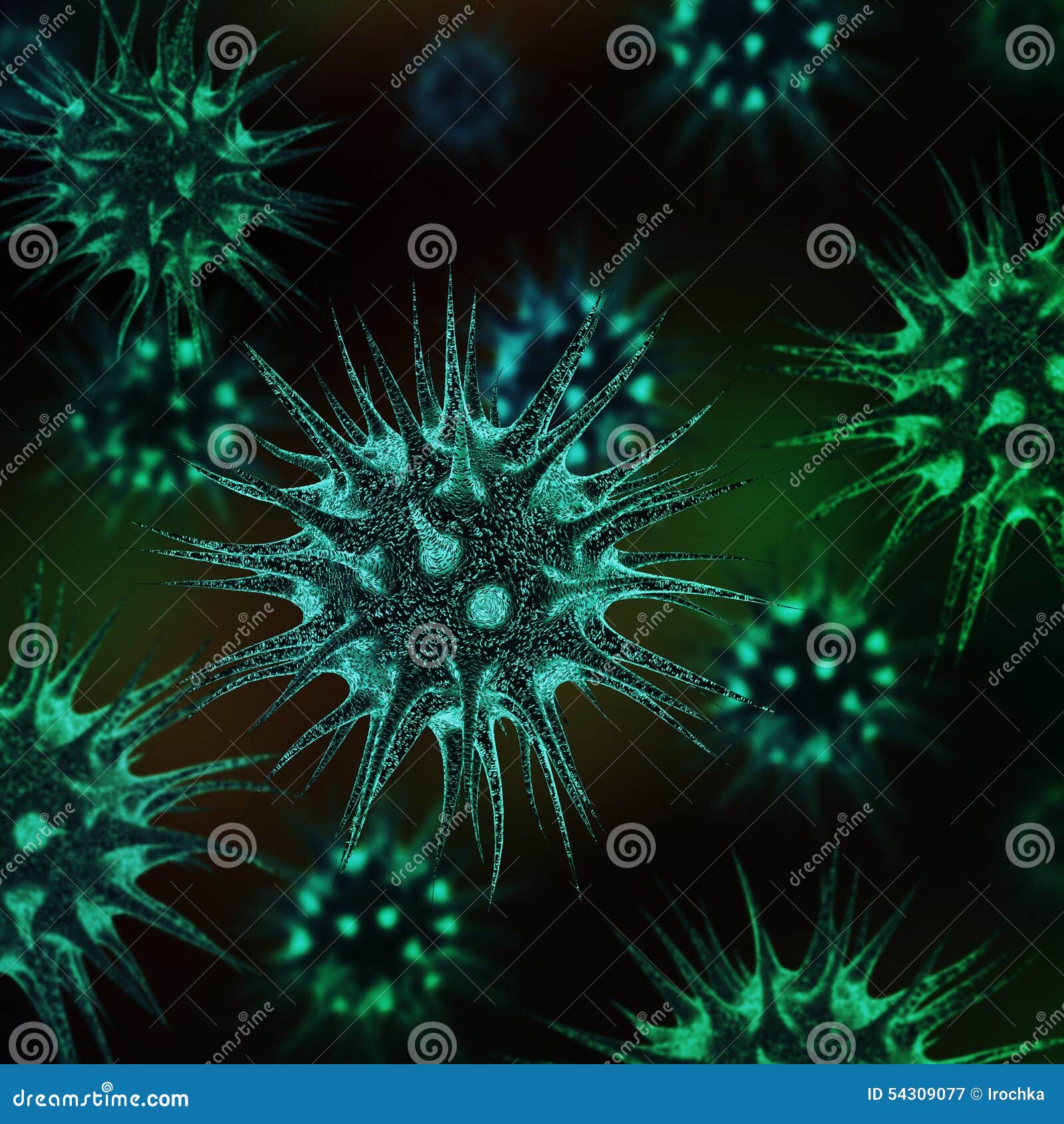 Realistic Rendering of Bacteria - in Green Colors Stock Illustration ...
