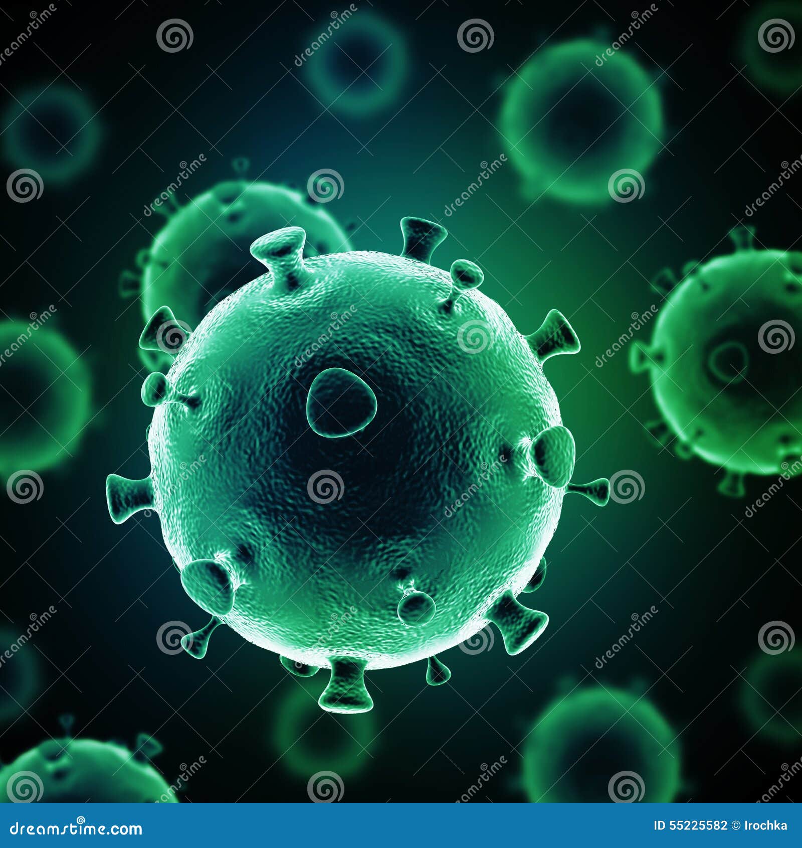Realistic Rendering of Bacteria - in Green Colors Stock Photo - Image ...