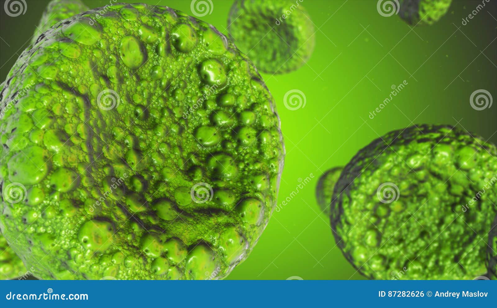 Realistic Rendering of Bacteria - in Green Colors Stock Illustration ...