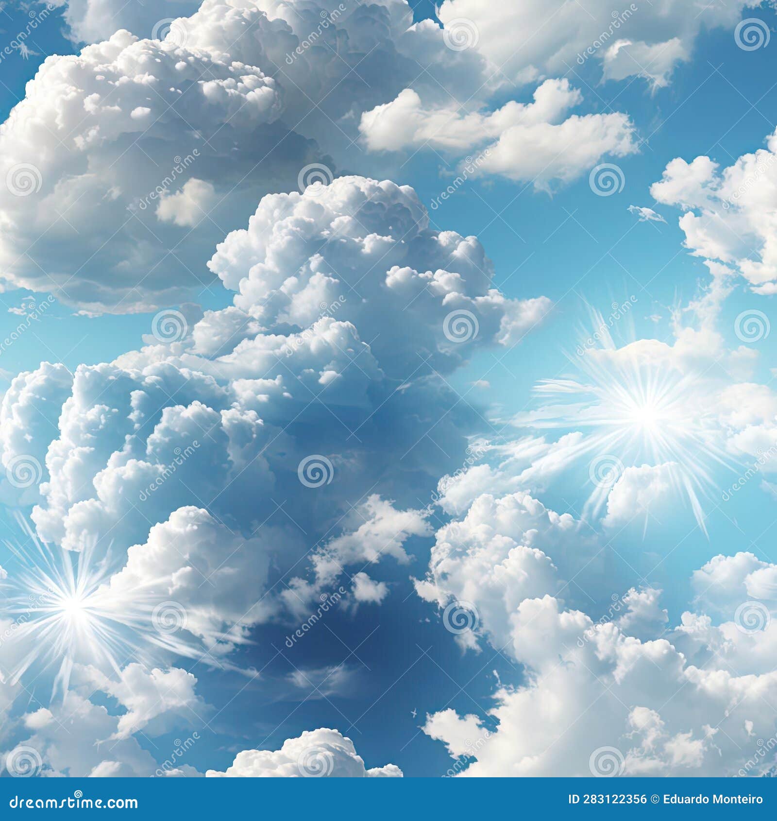 Realistic Rendering of Clouds and Sun in the Sky (tiled) Stock ...
