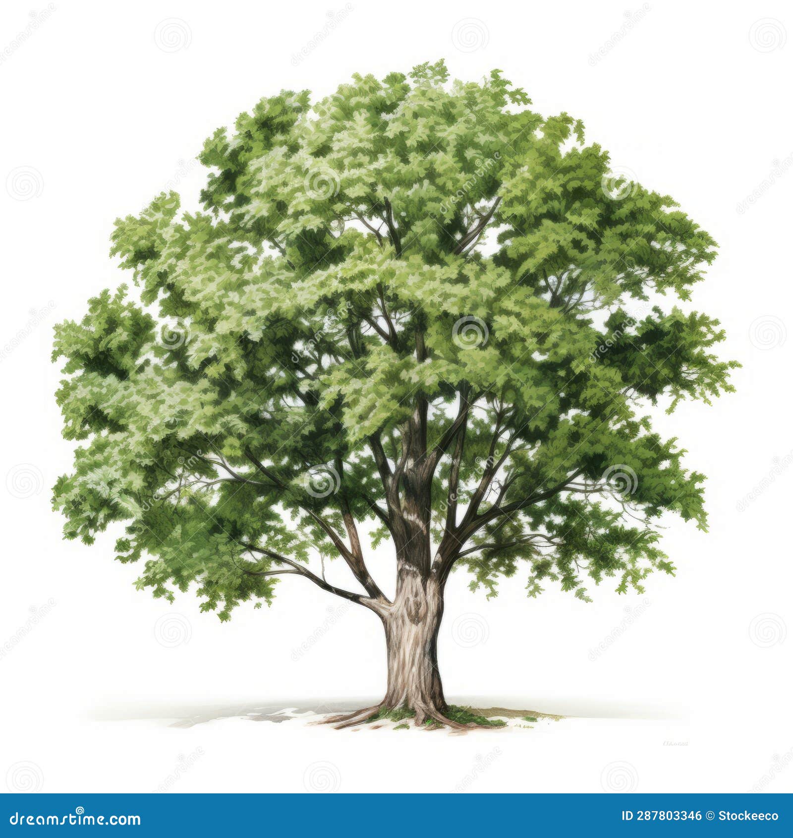 Realistic Rendering of a Green Elm Tree on White Background Stock ...