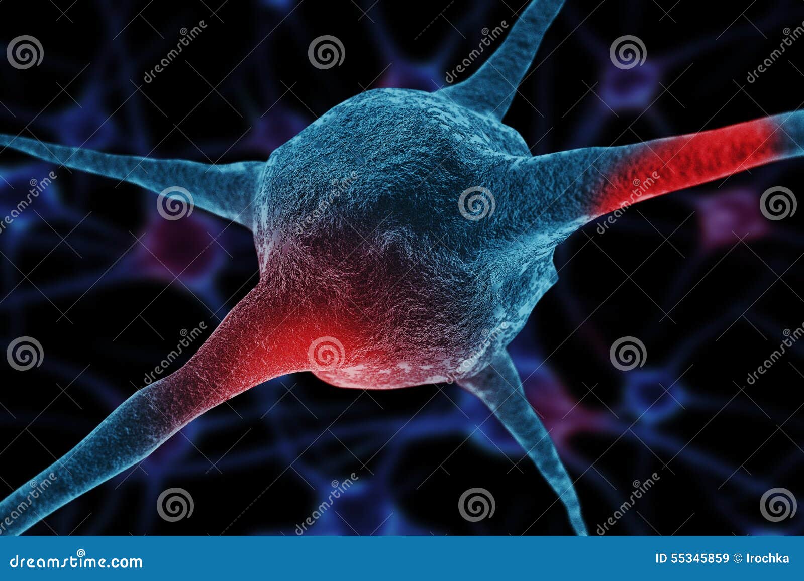 Realistic Rendering of Neurone - in Red Colors Stock Image - Image of ...