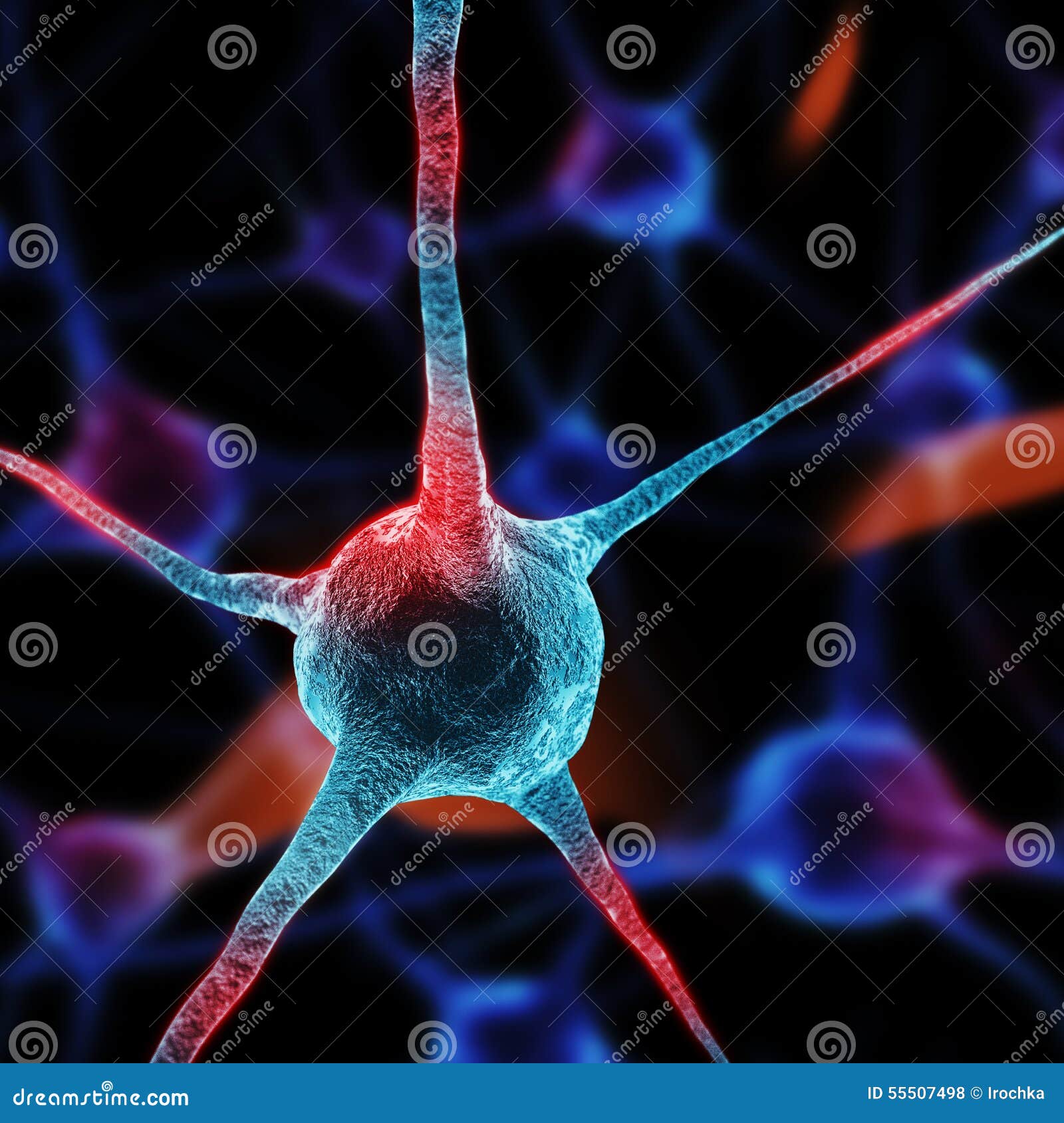 Realistic Rendering of Neurone - in Red Colors Stock Photo - Image of ...
