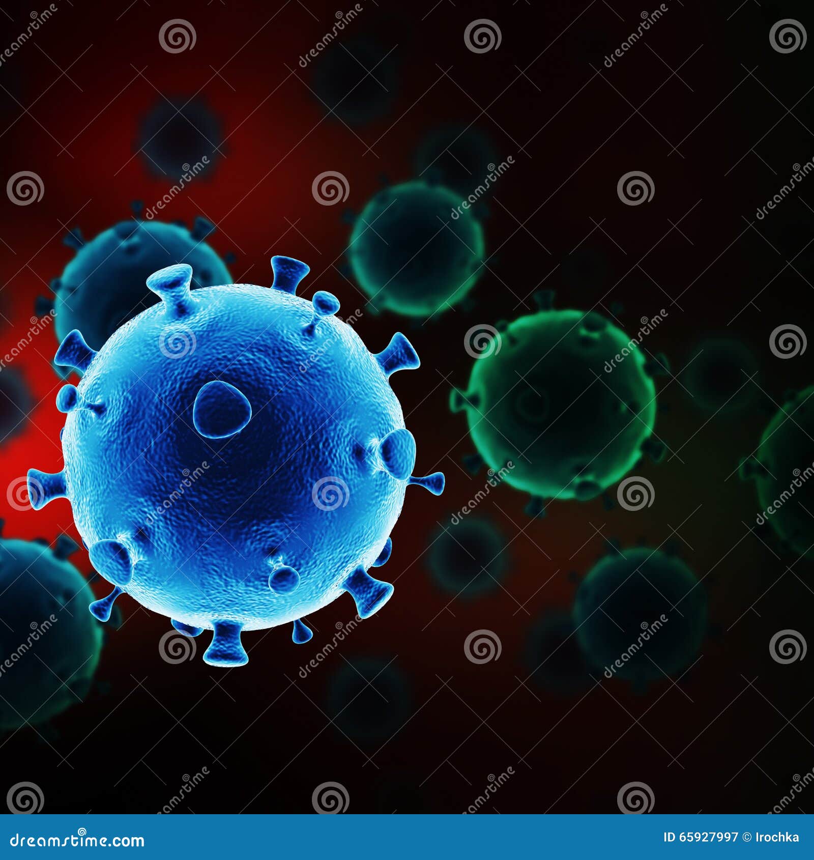 Realistic Rendering of Virus - in Blue Colors Stock Illustration ...