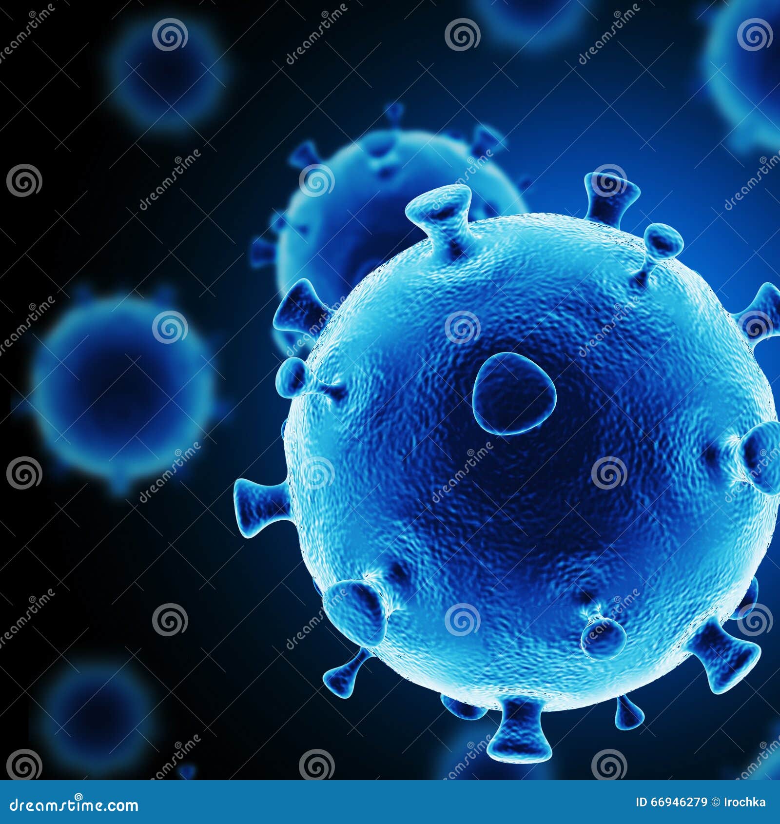 Realistic Rendering of Virus - in Blue Colors Stock Image - Image of ...