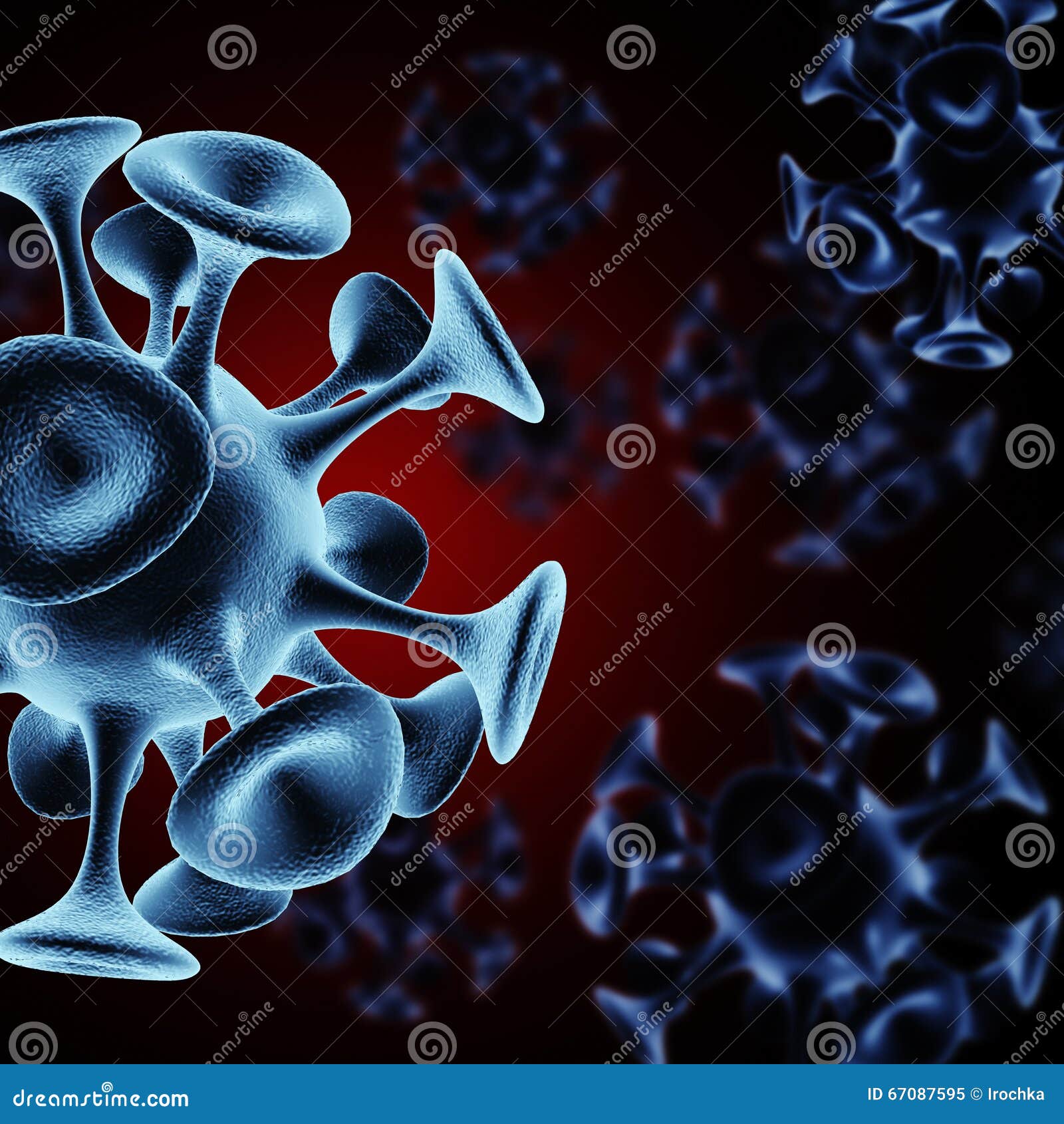 Realistic Rendering of Virus - in Blue Colors Stock Illustration ...