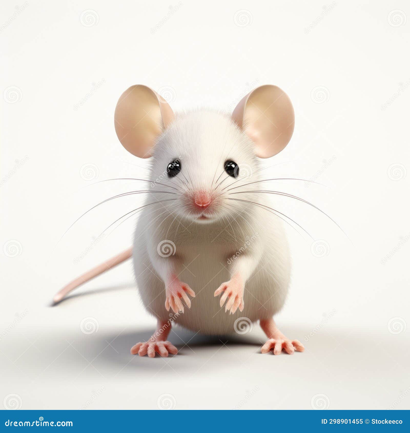 Realistic Rendering of a White Mouse Looking Up at the Camera Stock ...
