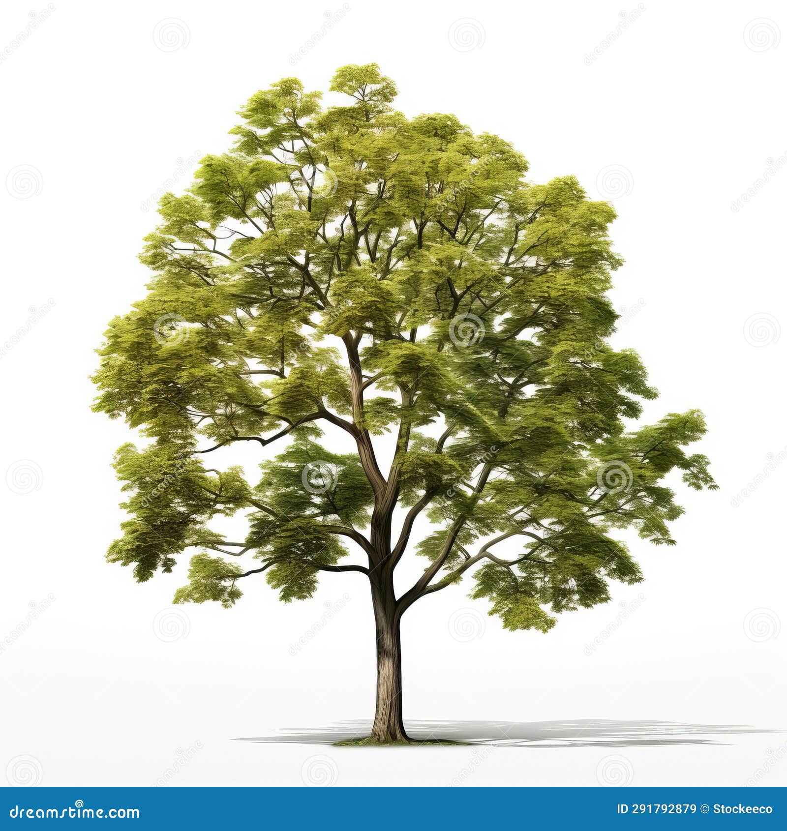 Realistic Renderings of a Green Sycamore Tree on White Background Stock ...