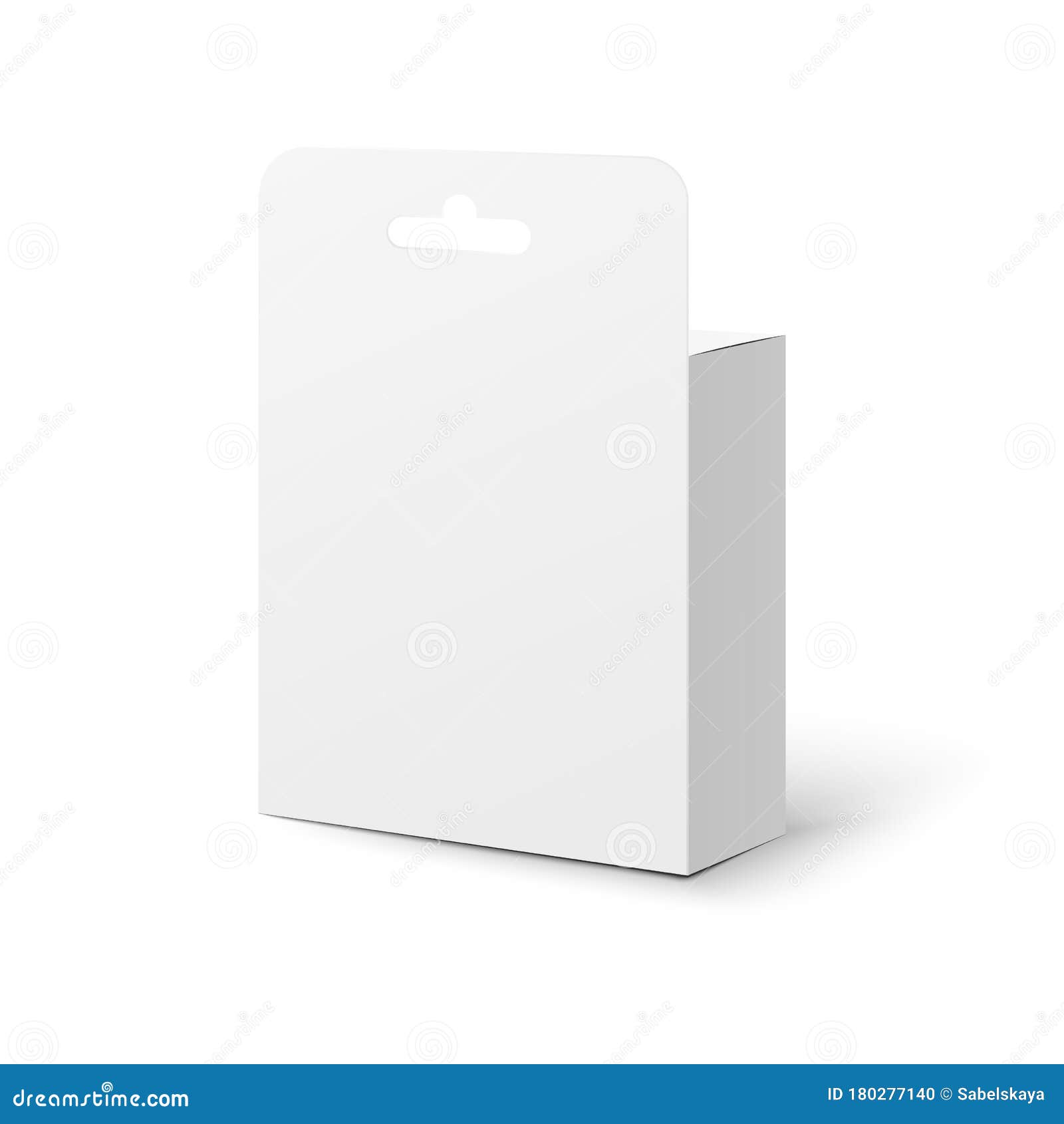 Realistic Retail Box Tab Pack Mockup with Hanger Hole from Back View ...