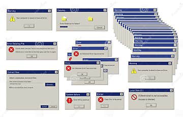 Realistic Retro Operating System Errors Vector Flat Illustration Error ...