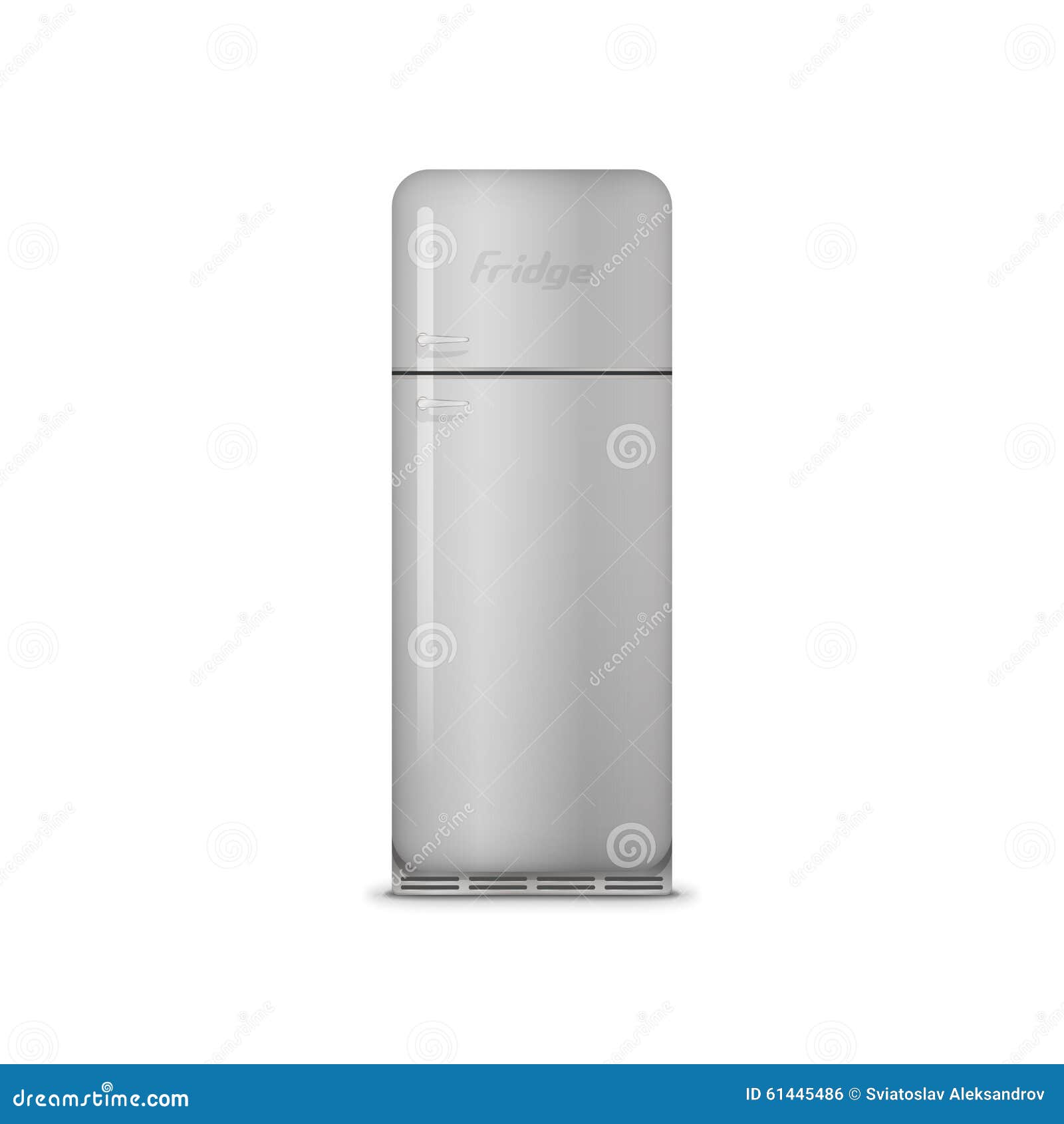 Realistic Retro Vector Metal Fridge with Handles Stock Vector ...