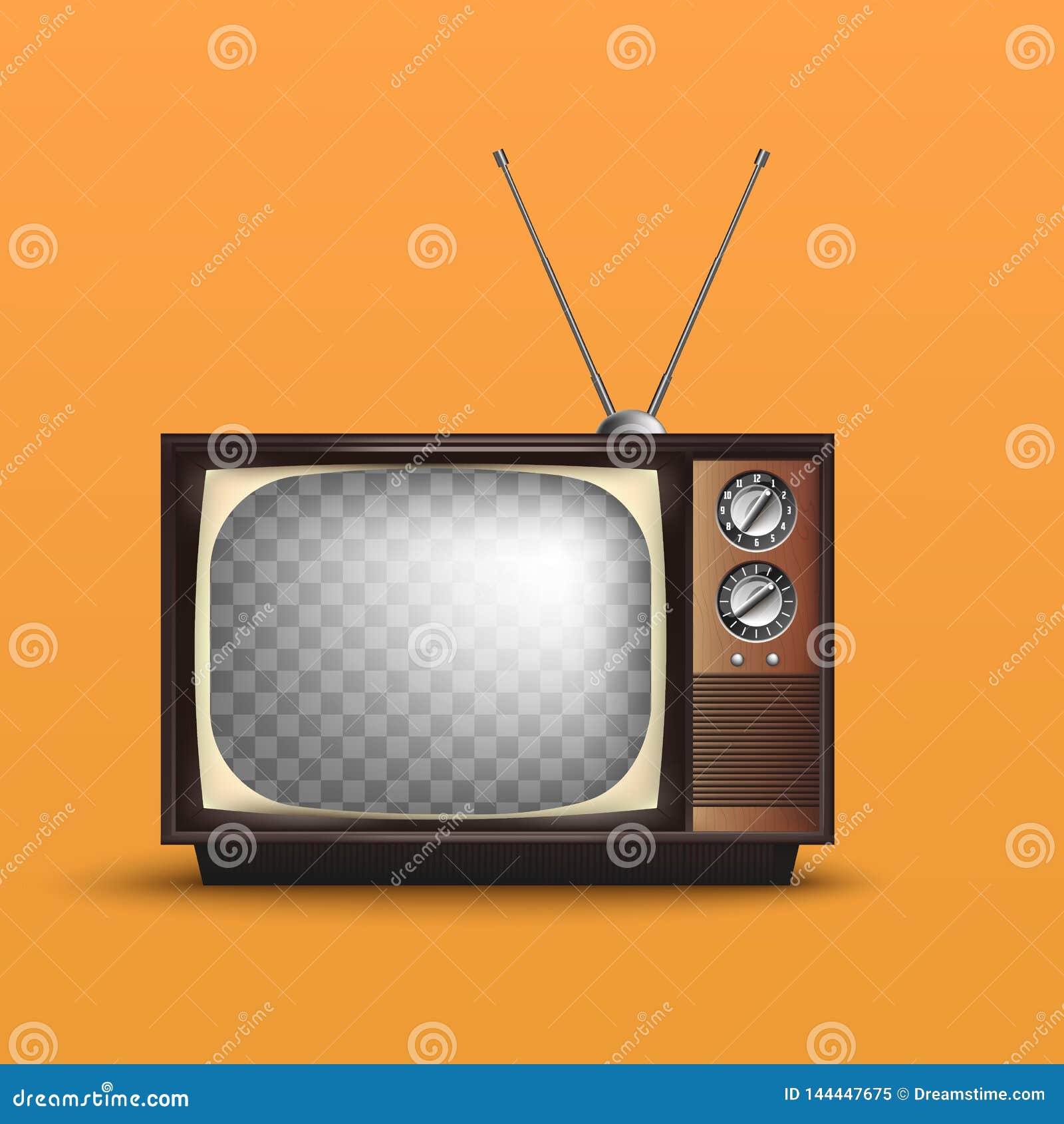 Realistic Retro Vintage TV. with Text Stock Vector - Illustration of ...