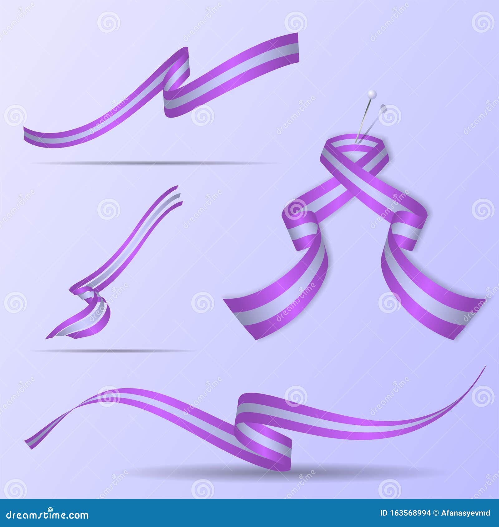 Realistic Ribbons Set in Cool Cyber Colors. Decorative Design Elements ...