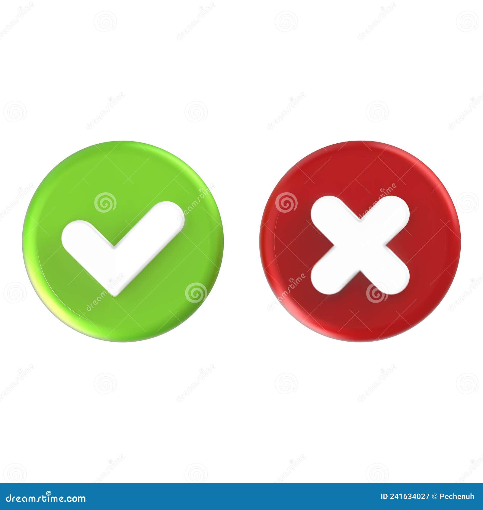 Realistic Right and Wrong 3D Button Vector Illustration. Stock Vector ...