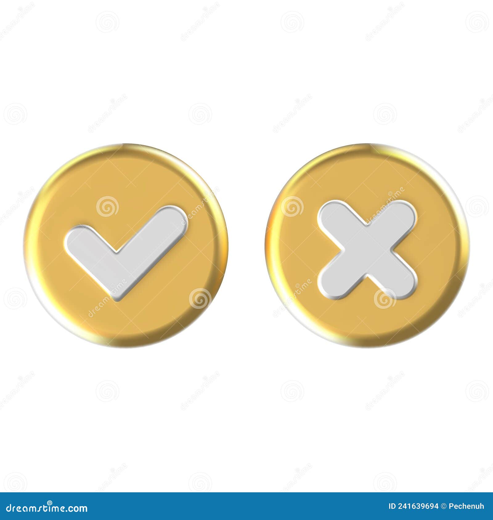Realistic Right and Wrong 3D Button Vector Illustration. Stock Vector ...