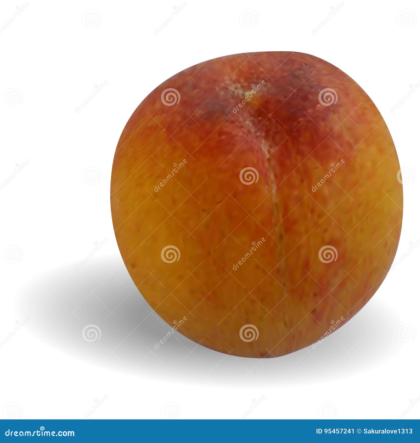 Realistic Ripe, Orange-pink Peach Isolated on White Background Stock ...