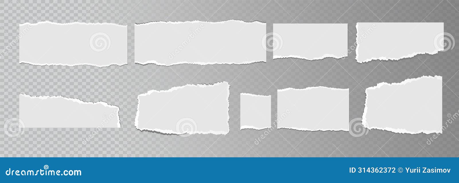 Realistic Ripped White Paper Sheets Isolated on Transparent Background ...