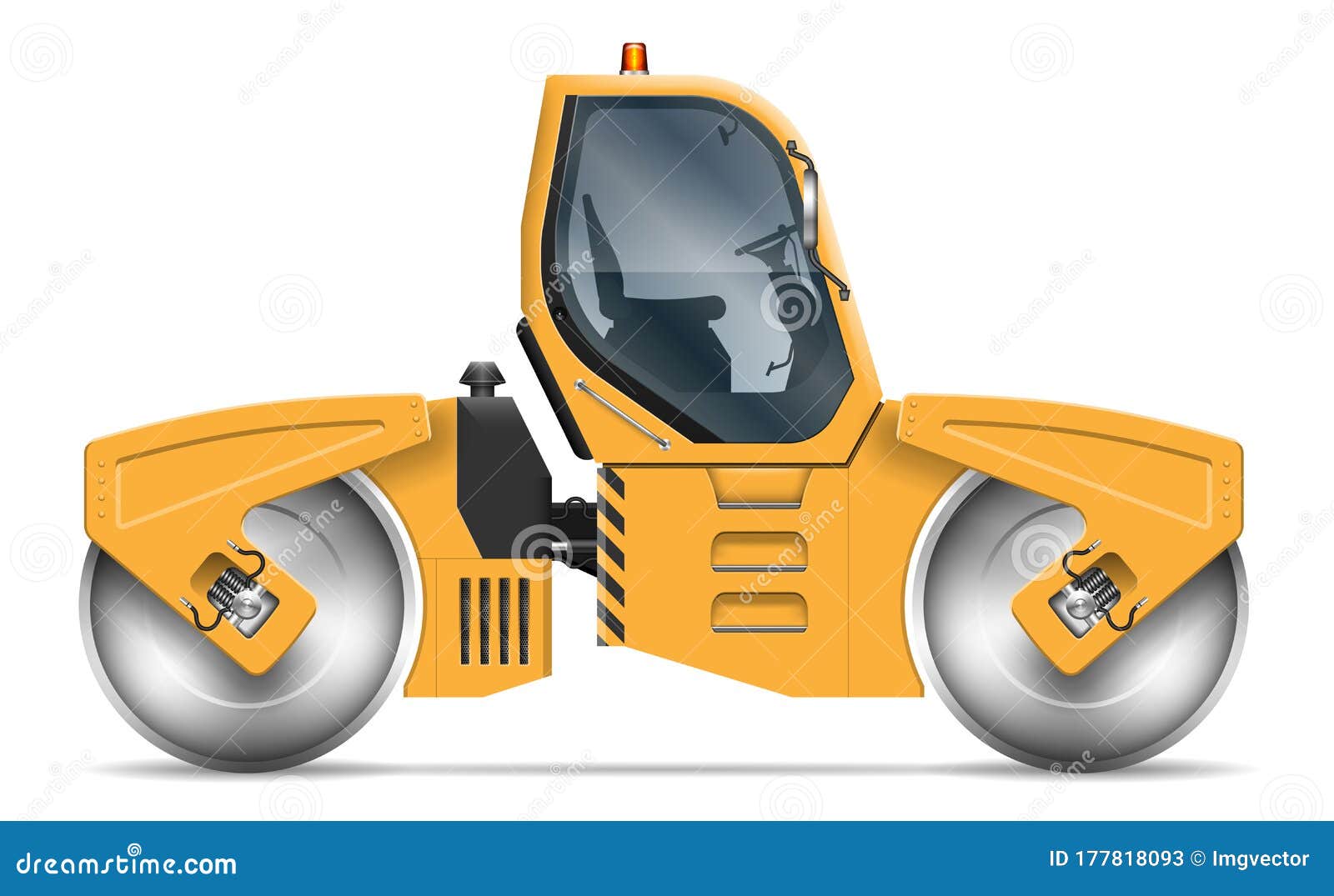 Realistic Road Roller Vector Illustration Stock Vector - Illustration ...