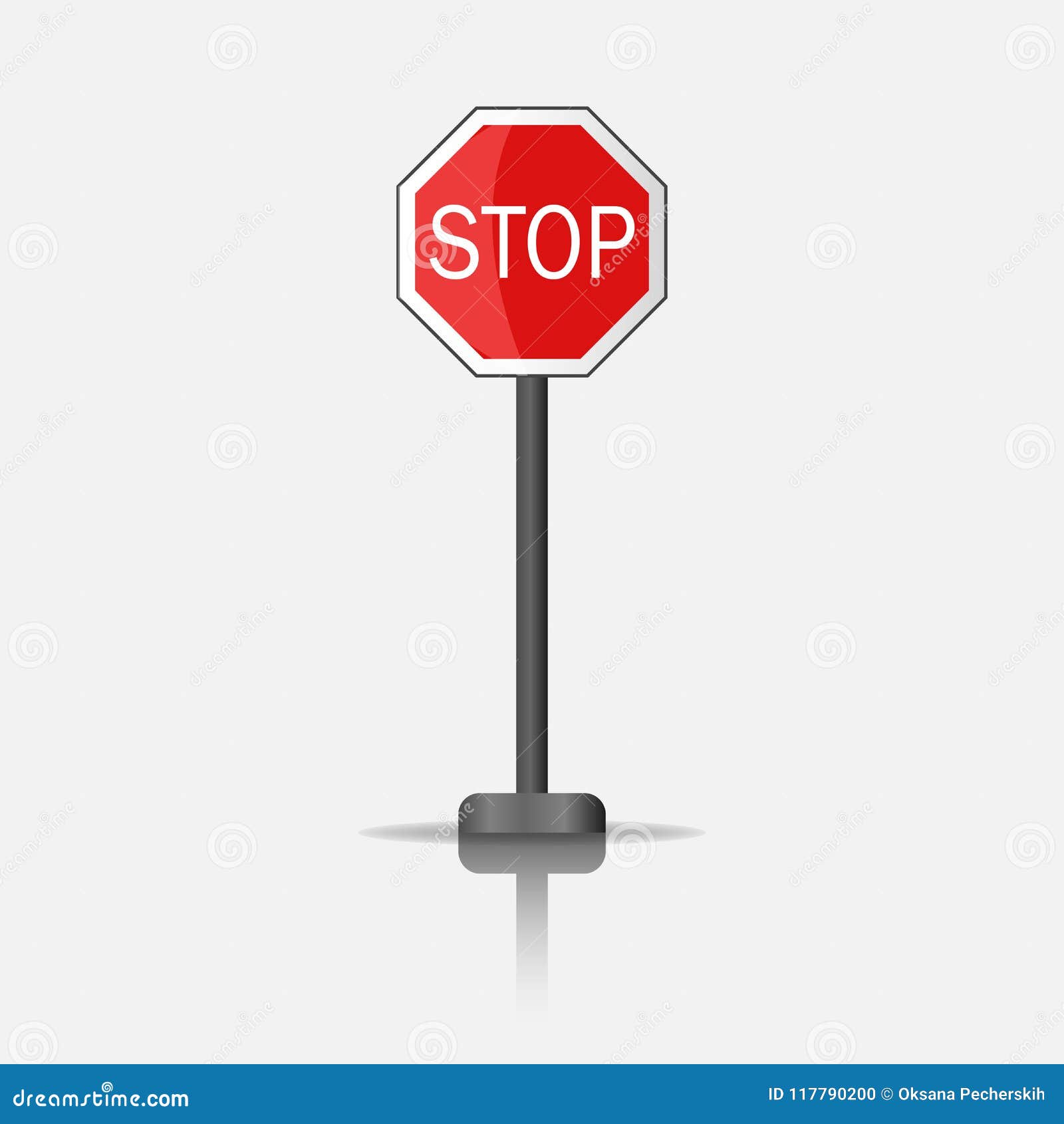 Realistic Road Sign Stop - Vector Icon. 3d Road Sign Stop Stock Vector ...