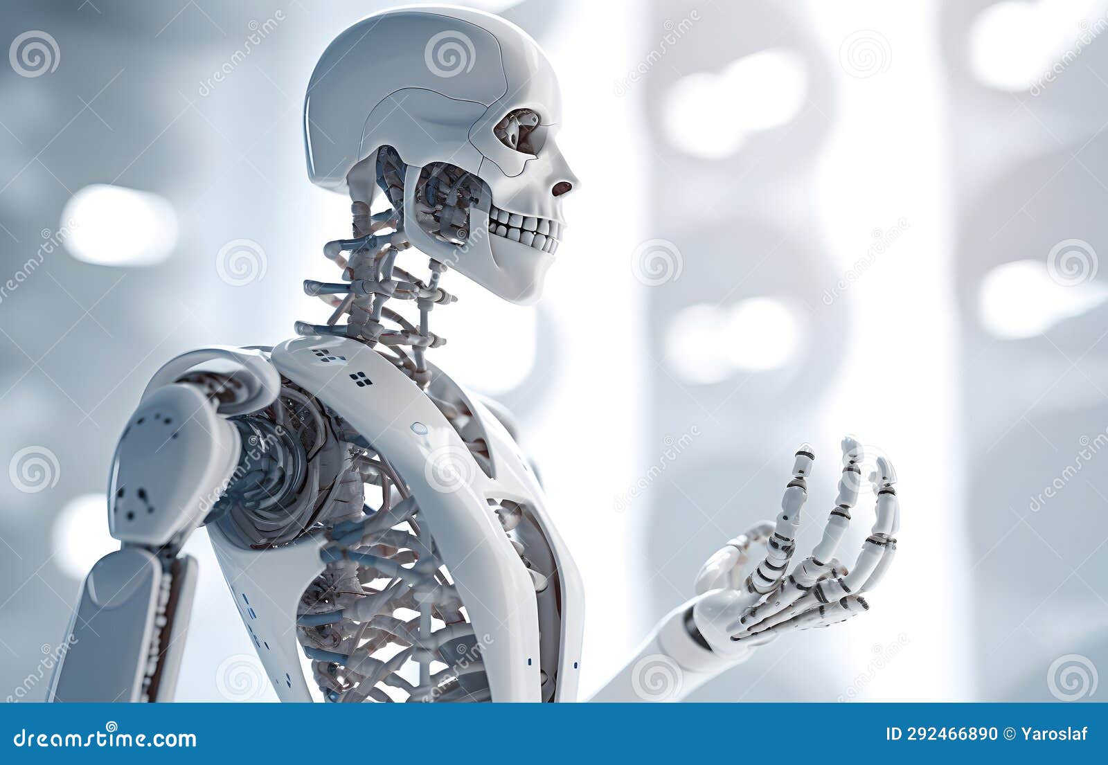 Realistic Robot White Plastic Model with Separated Skull and Skeleton ...