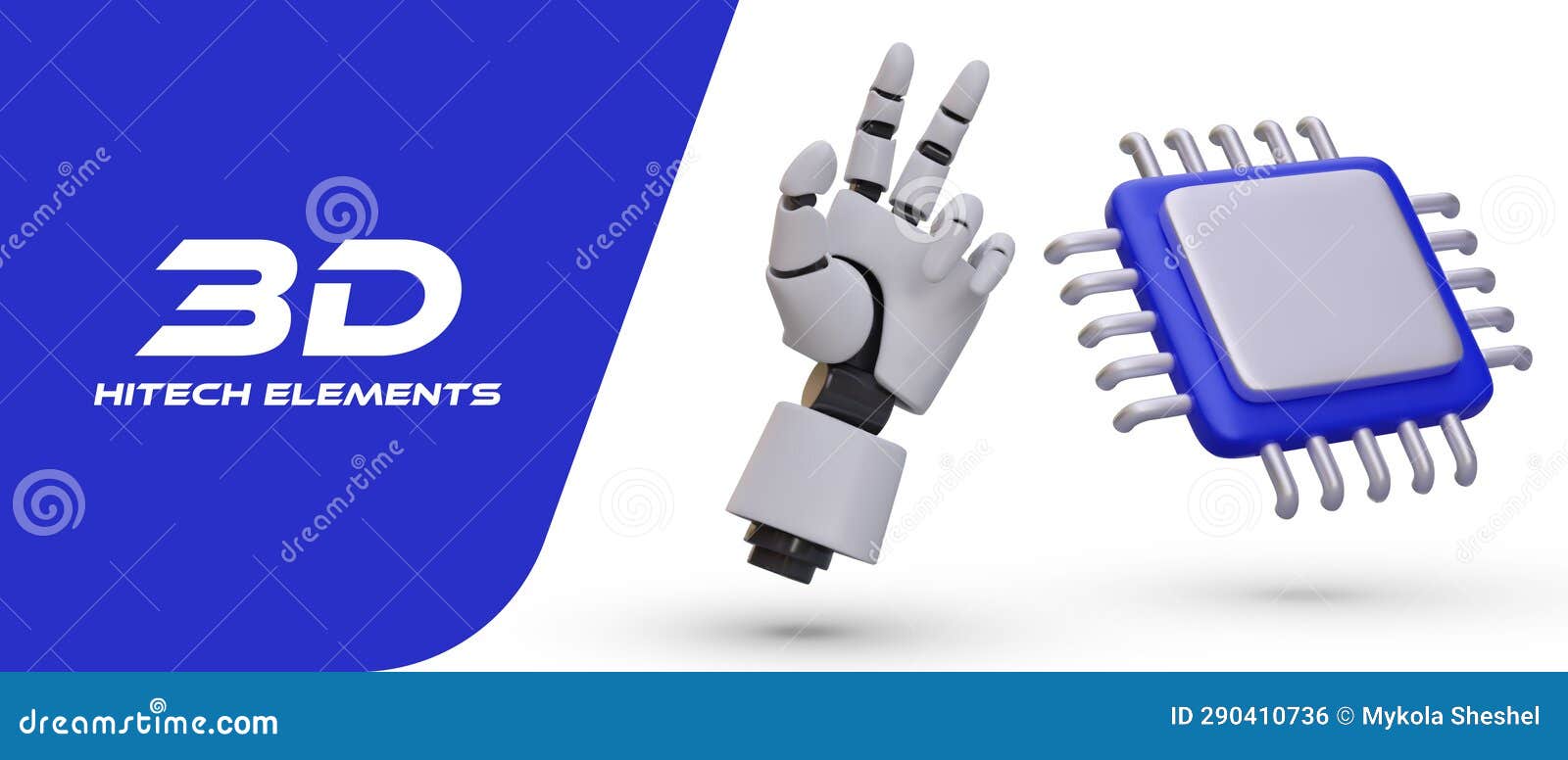 Realistic Robotic Arm Microprocessor Robotics Central Processor Unit Cpu Stock Vector