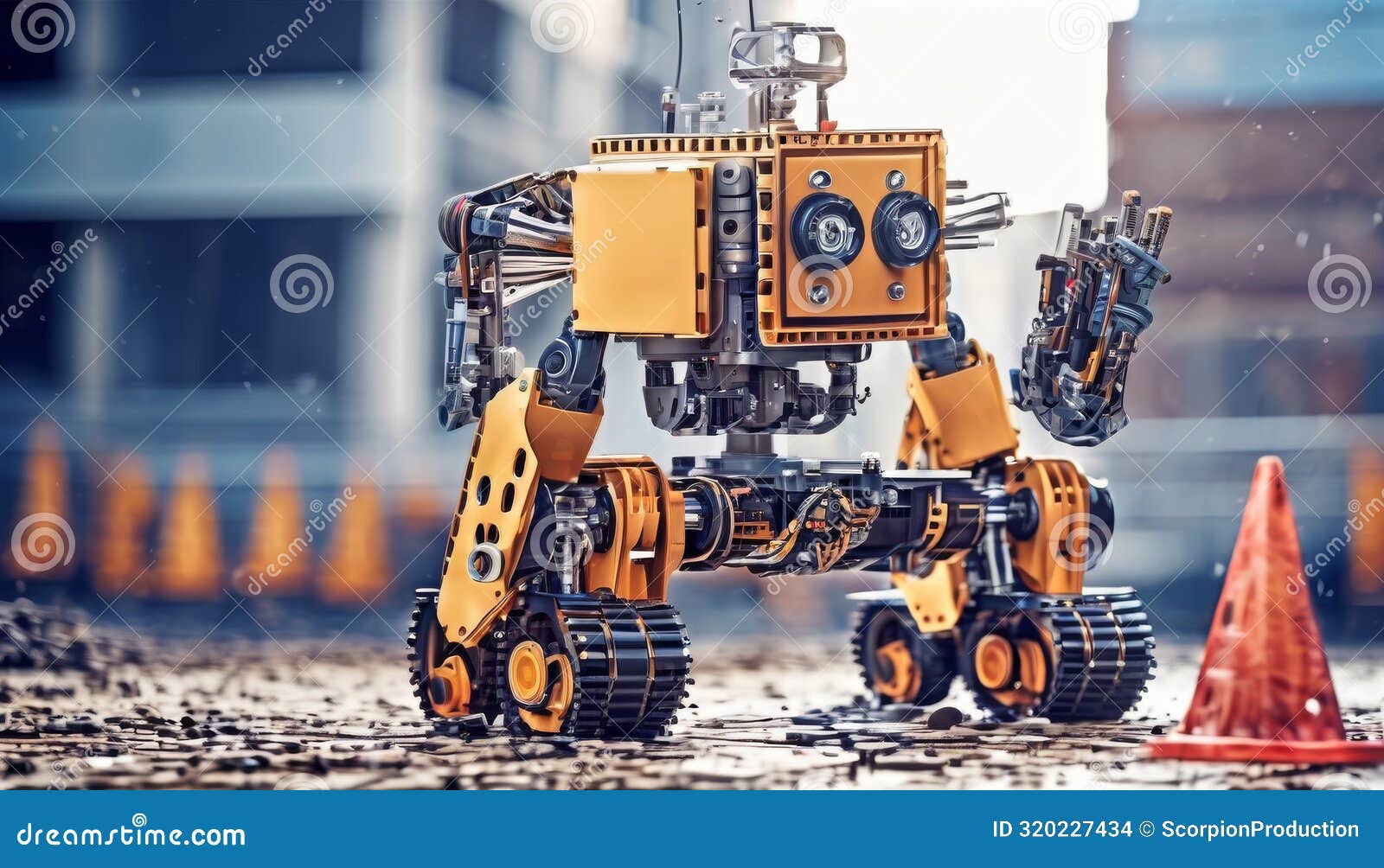 Autonomous Construction Robot in Urban Setting Stock Photo - Image of ...