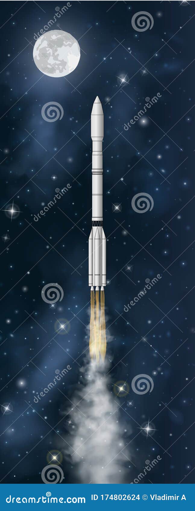 Realistic Rocket Fly Set. 8 Vector Illustrations Of The Coherent Stages ...