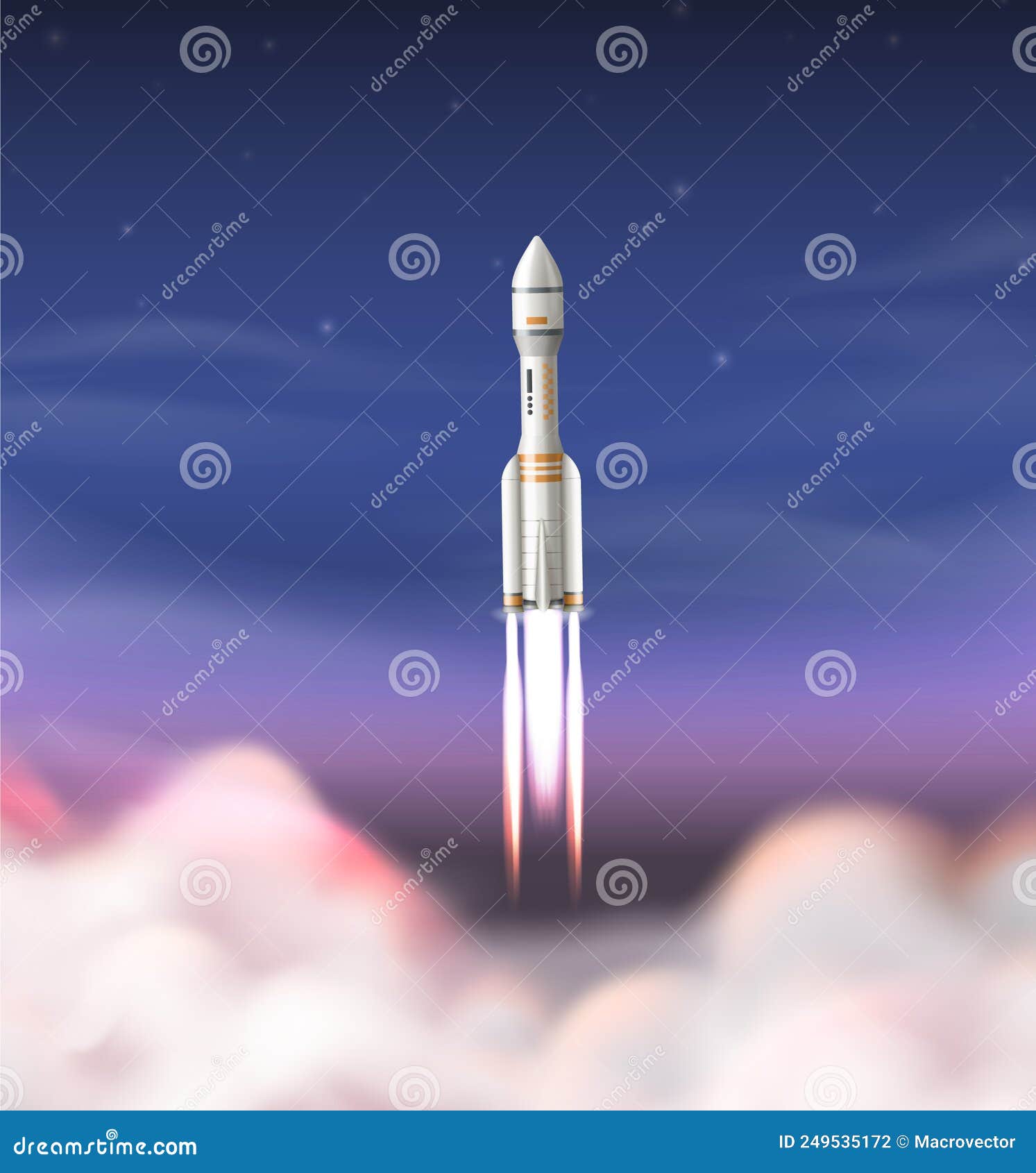 Realistic Rocket Or Comet Fire Smoke Trails Vector Illustration ...