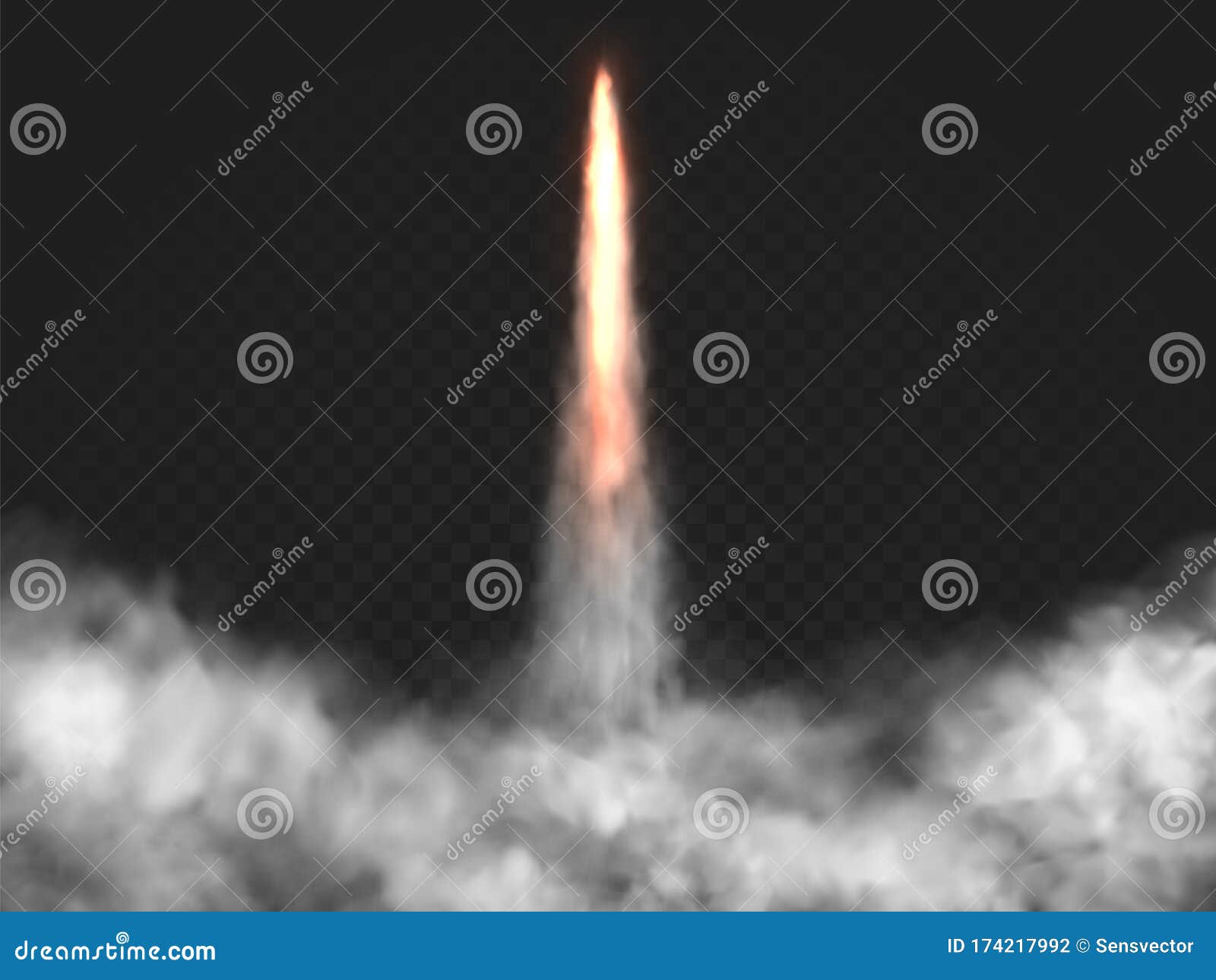 Realistic Rocket Launch Trail with Vector Smoke Stock Vector ...