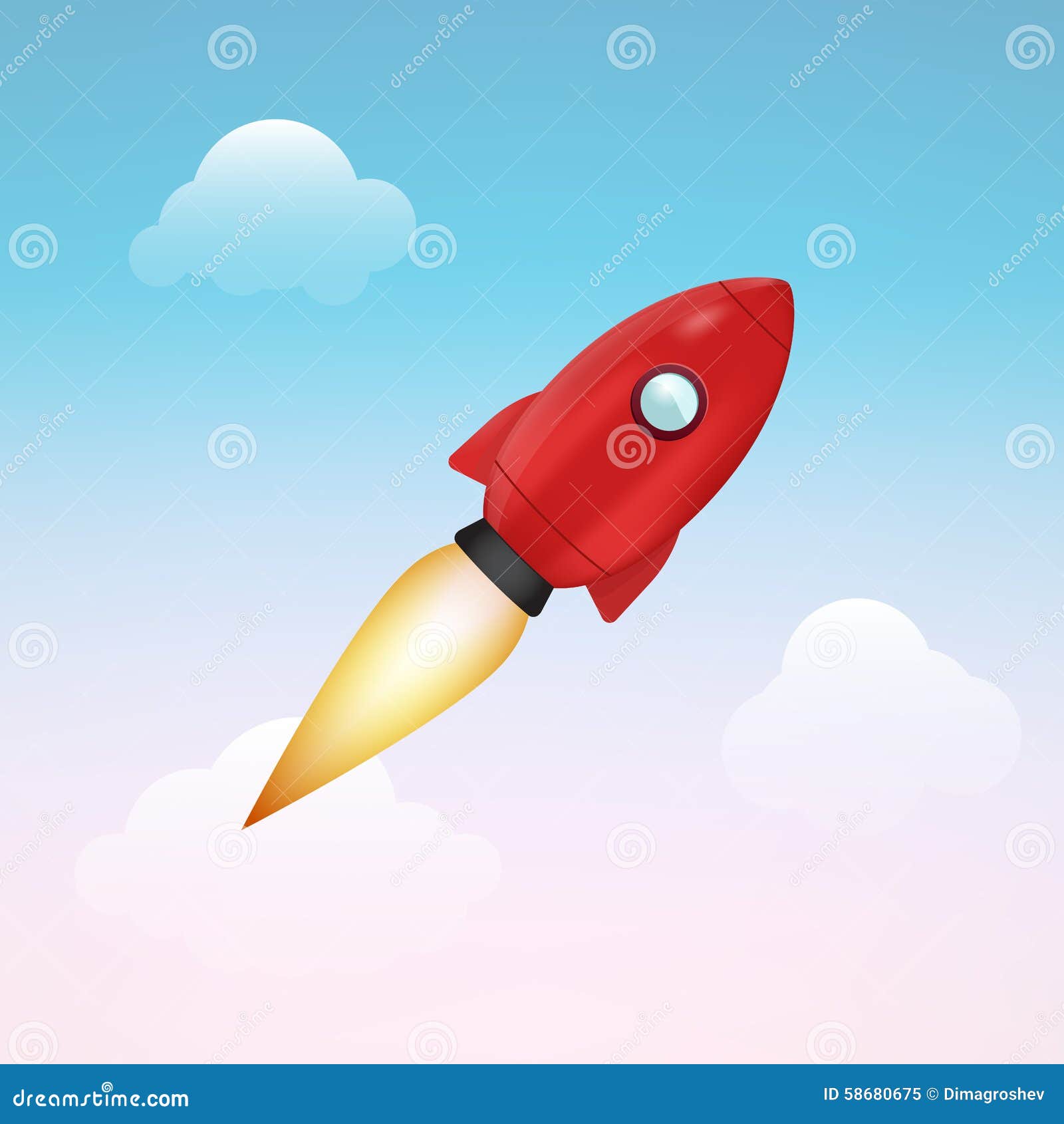 Realistic Rocket Fly Set. 8 Vector Illustrations Of The Coherent Stages ...